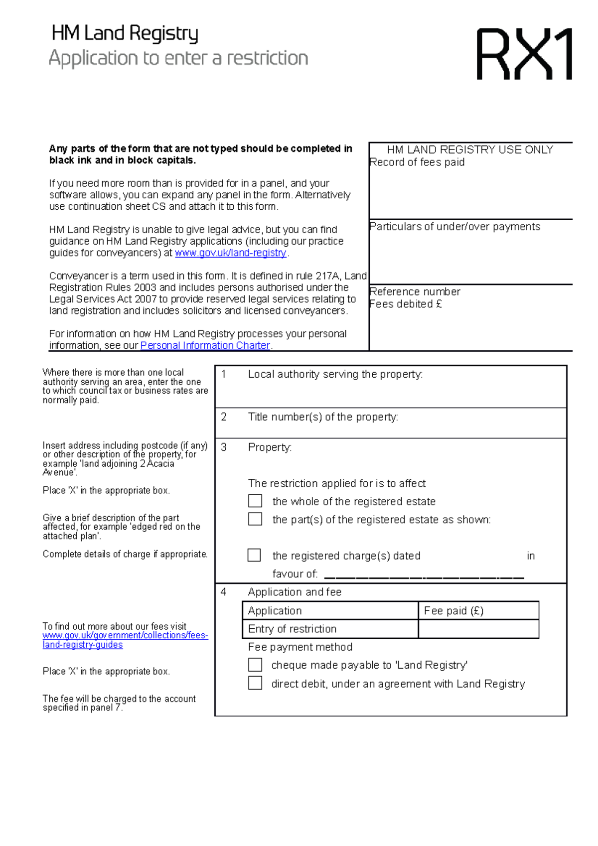 Blank RX1 Form - Any parts of the form that are not typed should be ...