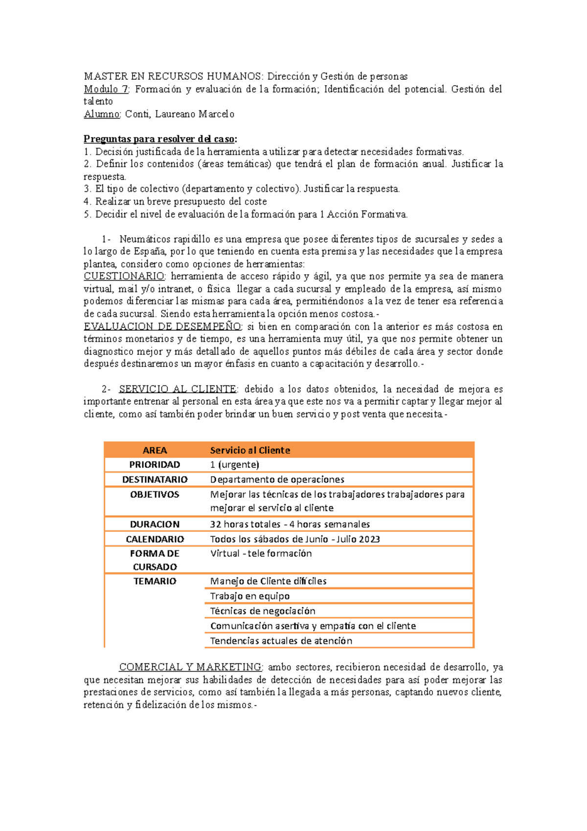 CASO Neumaticos Rapidillo - MASTER EN RECURSOS HUMANOS: Dirección y ...