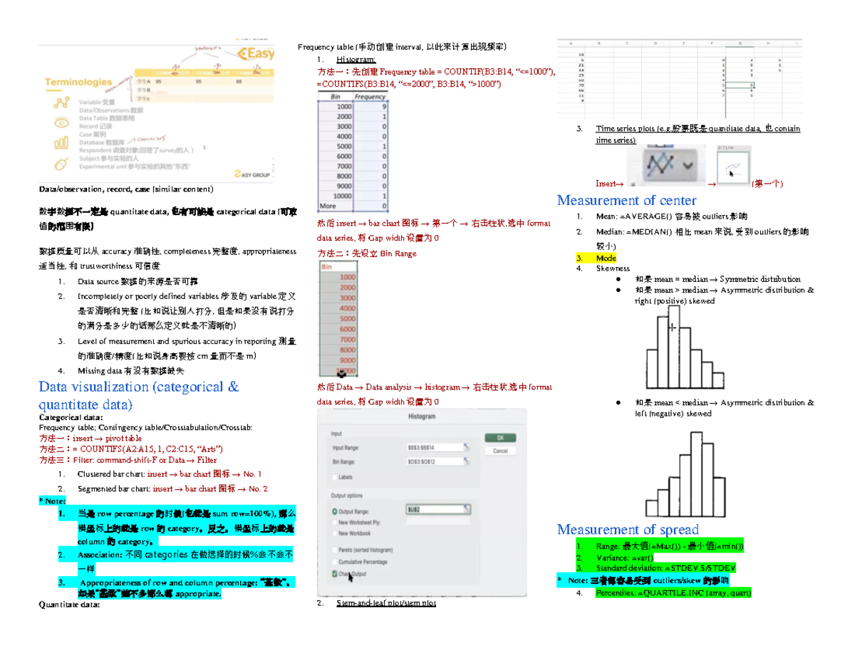 Midterm Cheatsheet - n/a - Data/observation, record, case (similar ...