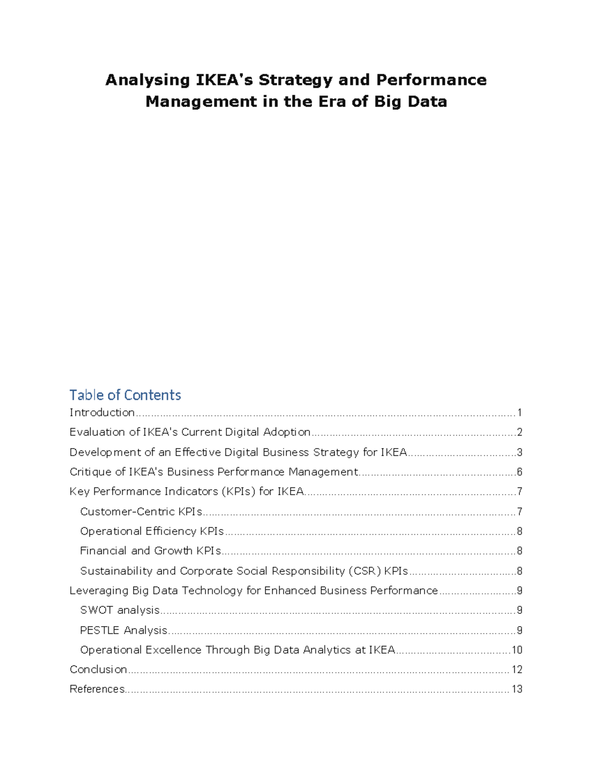 Analysing IKEA's Strategy and Performance Management in the Era of Big ...