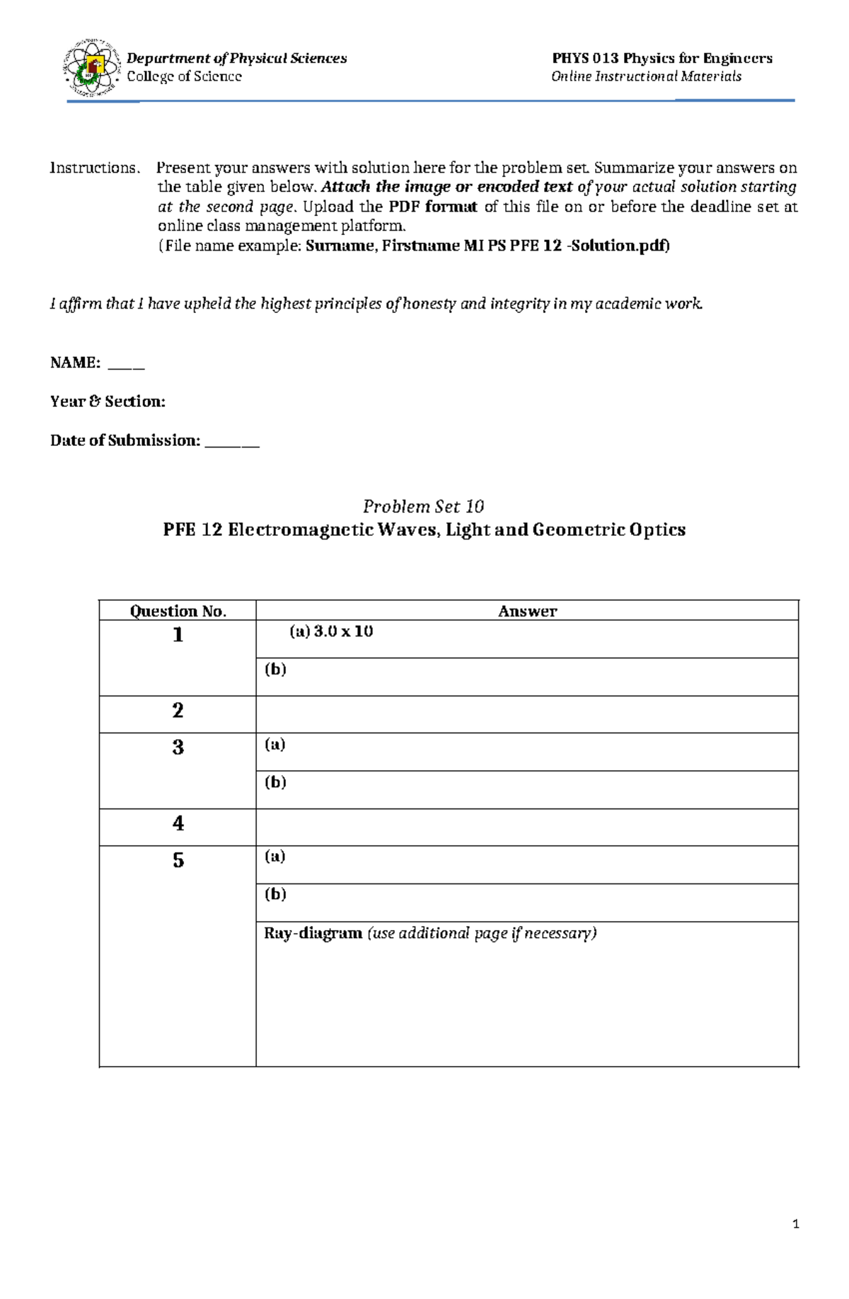 PS PFE 12 EM Waves-Light and Geometric Optics-solution 22-23 ...