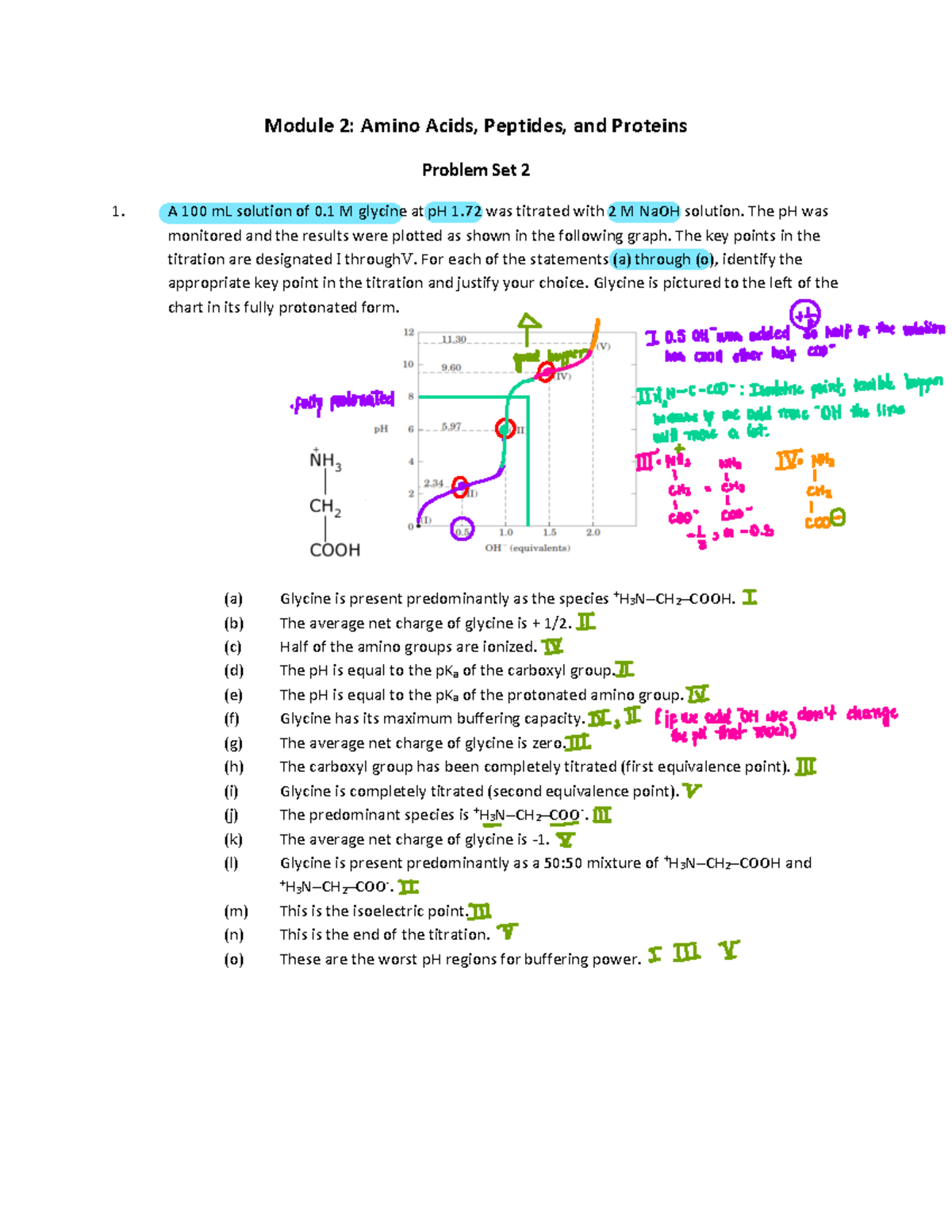 BIO360 Problem Set 2 - Module 2 : Amino Acids, Peptides, and Proteins ...