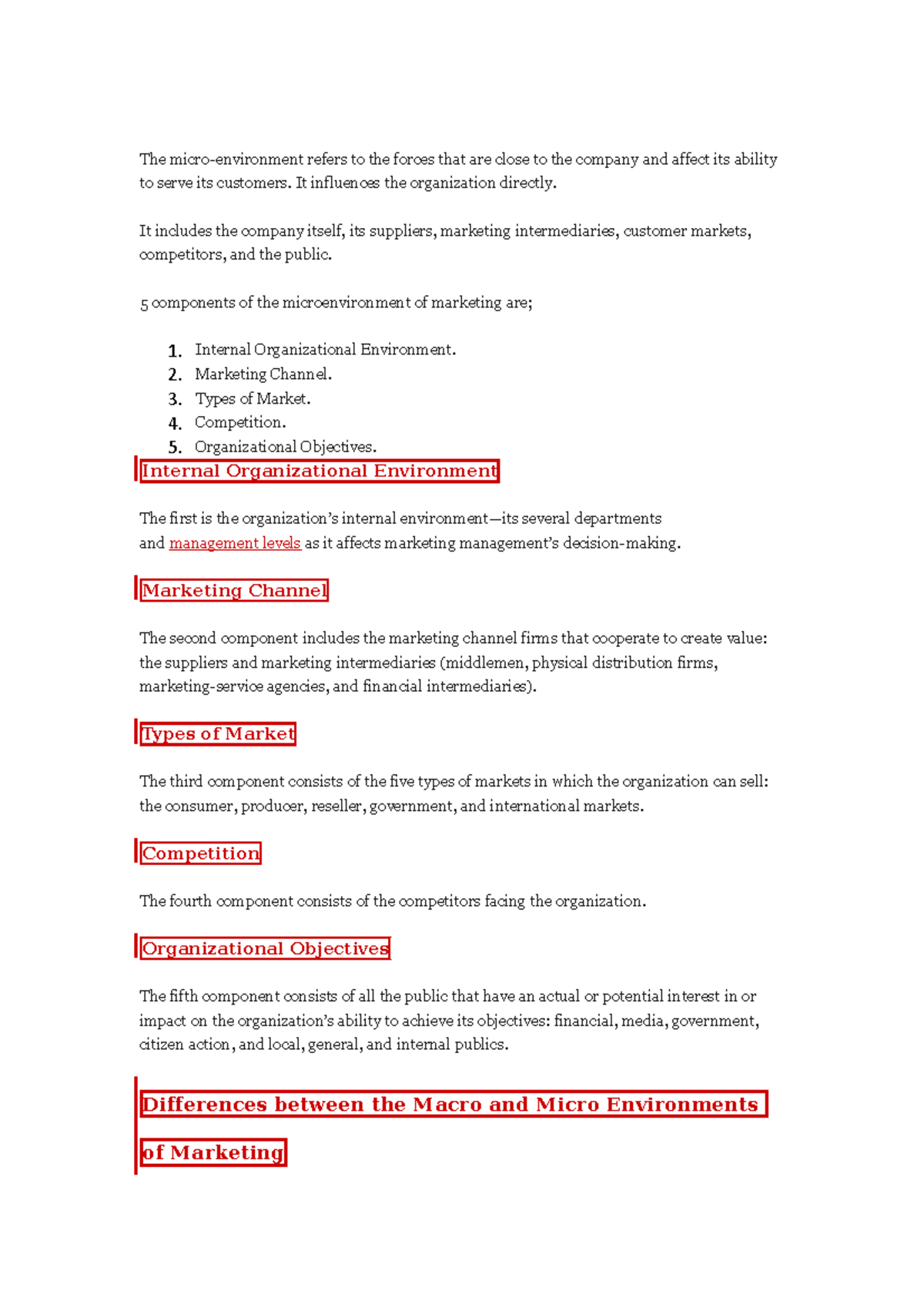 Marketing Environment - The micro-environment refers to the forces that ...