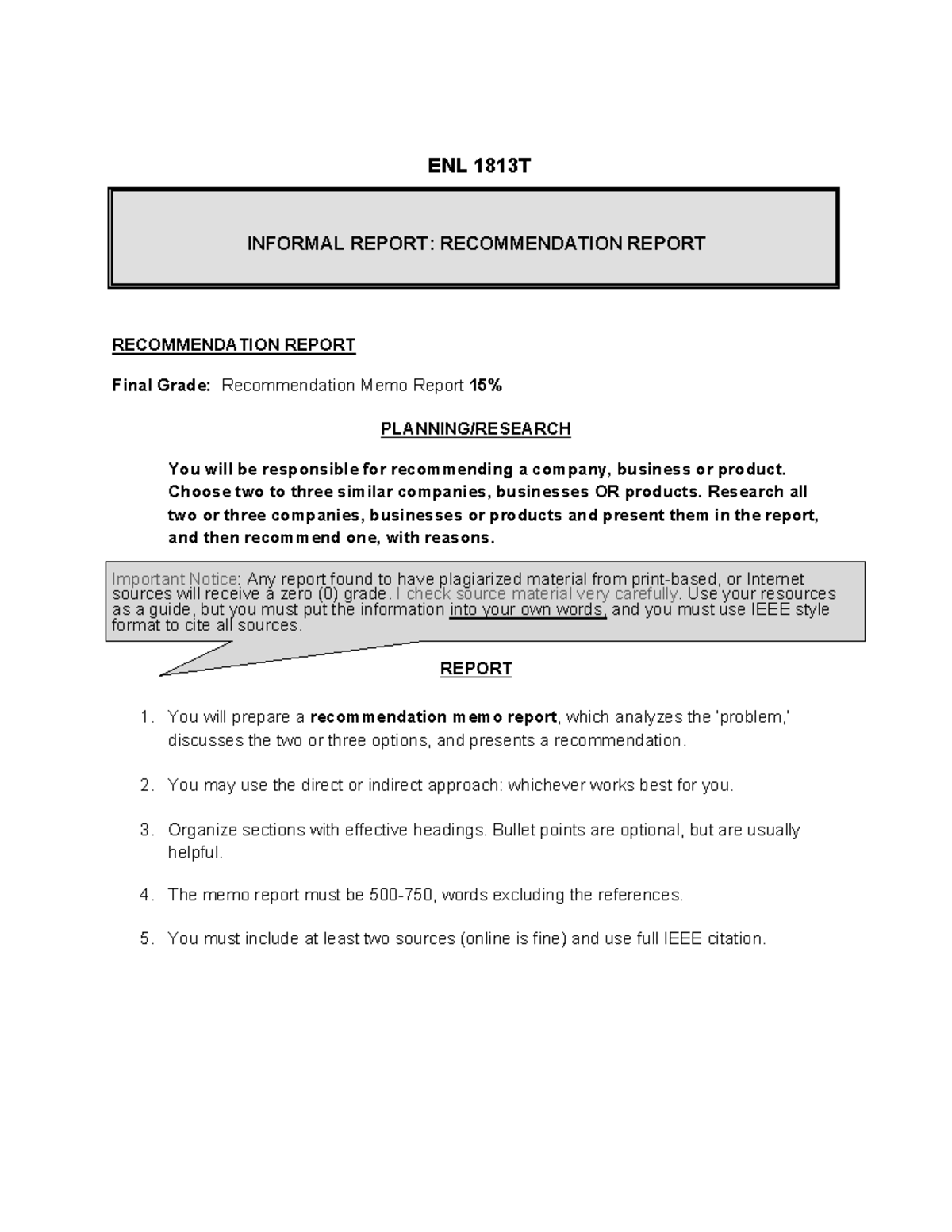 Rec Report 1813T Summer 2022 - ENL 1813T INFORMAL REPORT ...