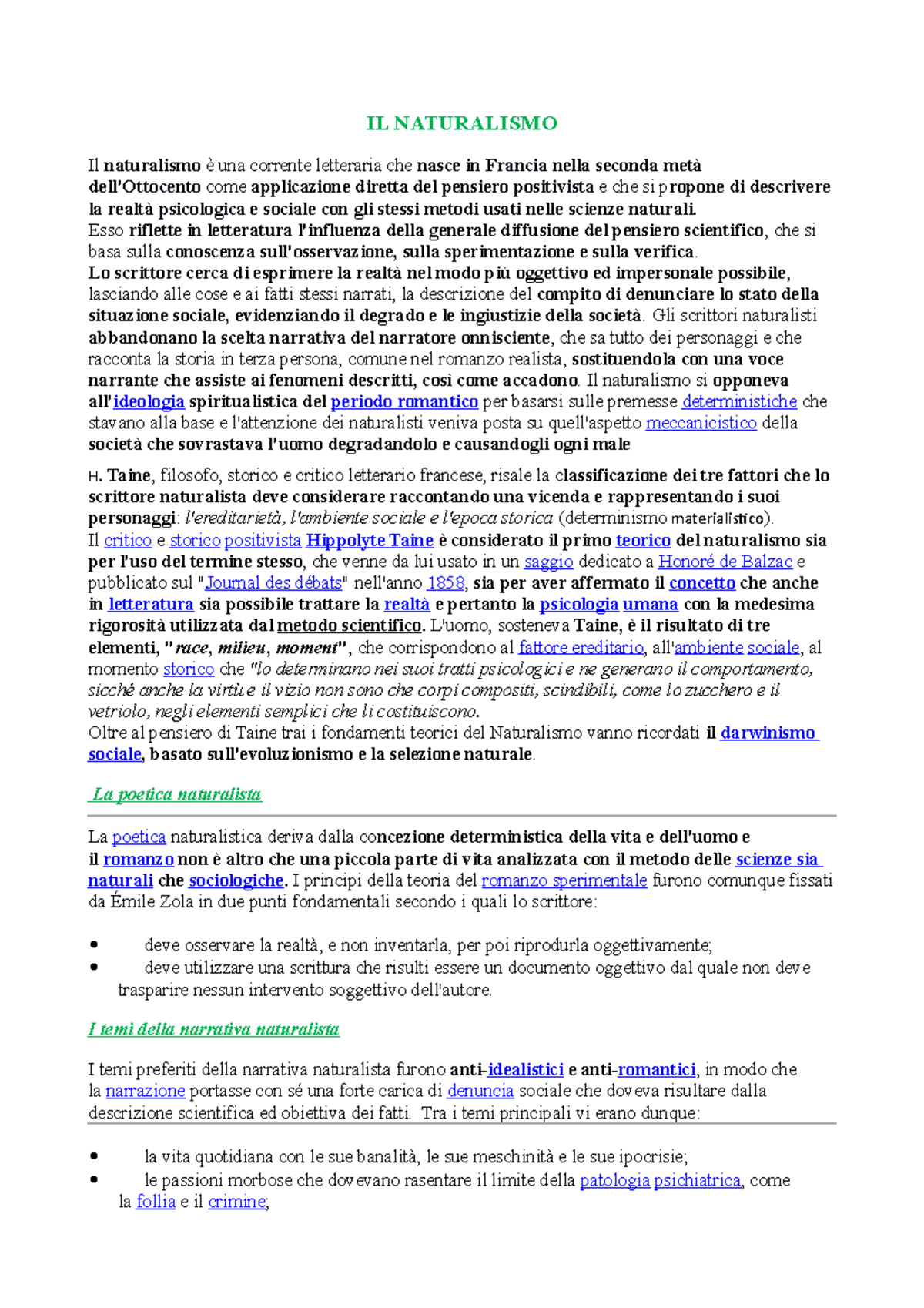IL Naturalismo - dove si sviluppa, come, chi è il precursore.. tutto ...