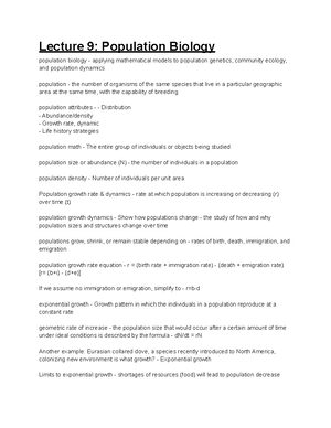 Lecture 4 Ecological Levels - Lecture 4: Ecological Levels 10% rule of ...