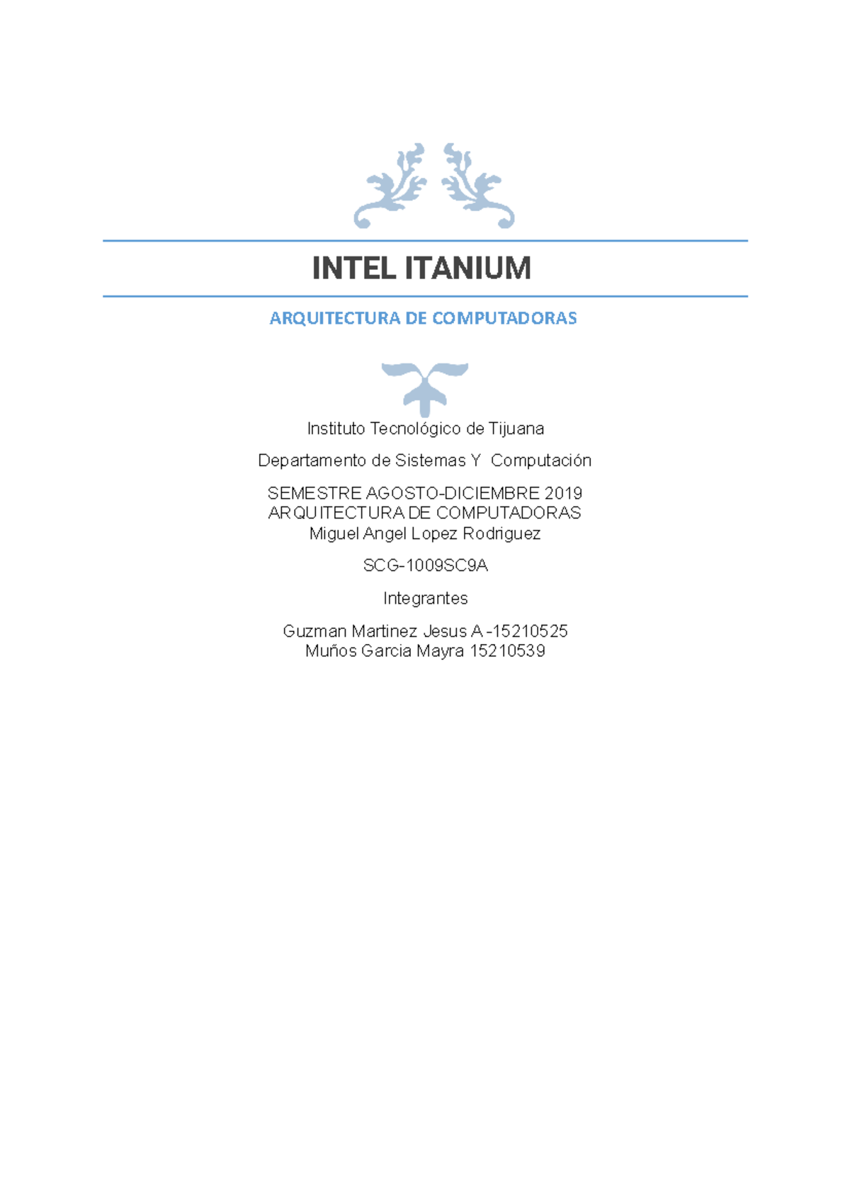 Documento exposicion - Nota: 10 - INTEL ITANIUM ARQUITECTURA DE ...