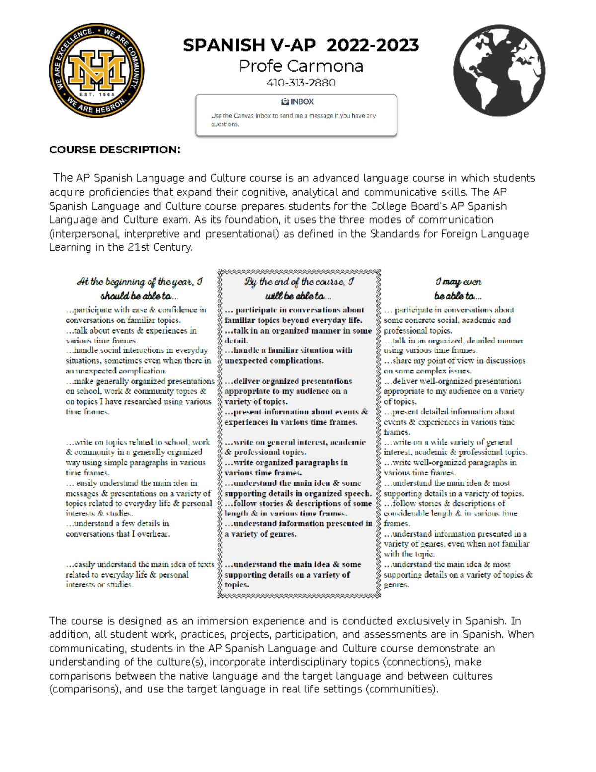 AP Spanish Syllabus Carmona - SPANISH V-AP 2022- Profe Carmona ...