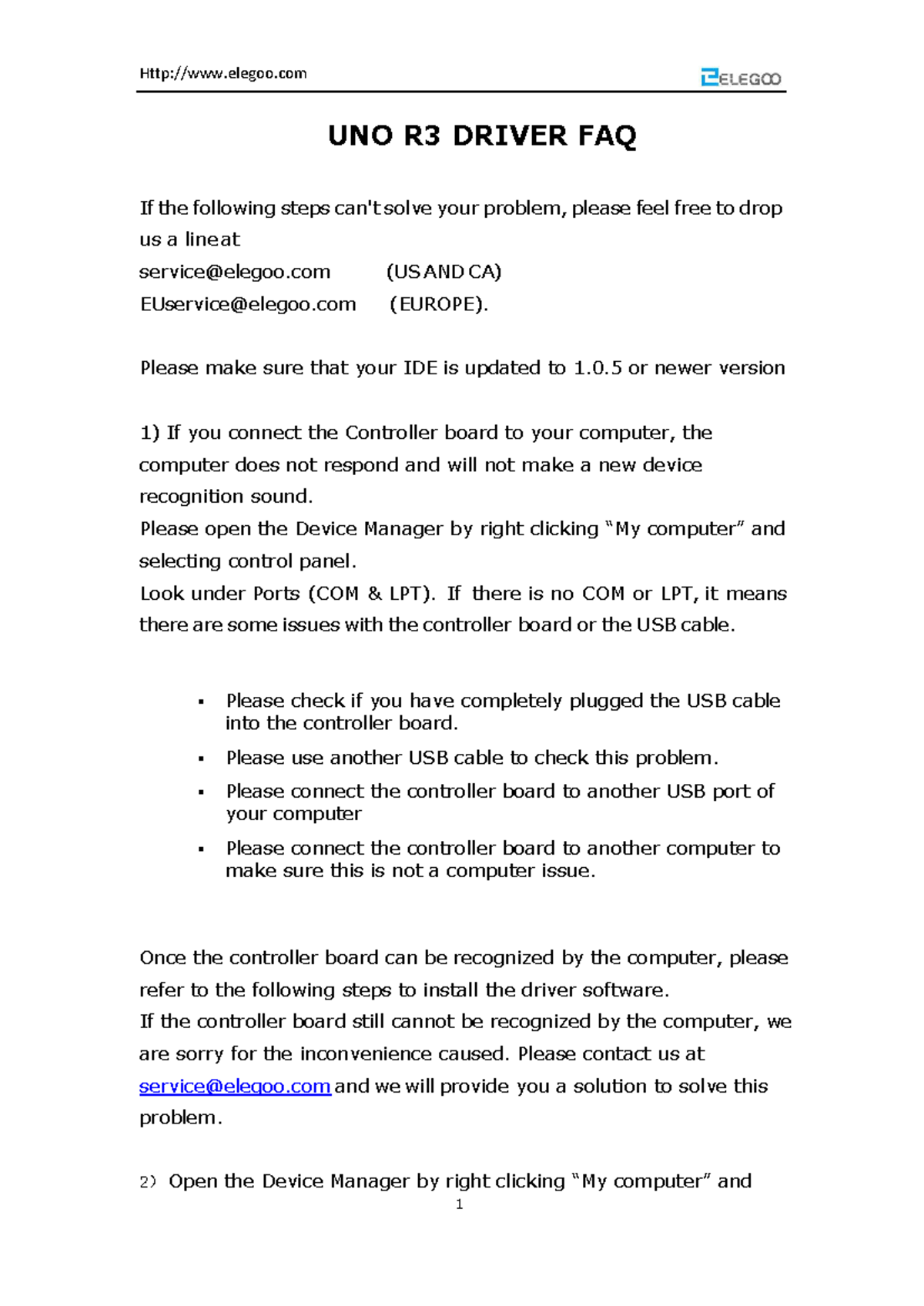 Arduino UNO R3, MEGA, NANO Driver FAQ - UNO R3 DRIVER FAQ If the ...