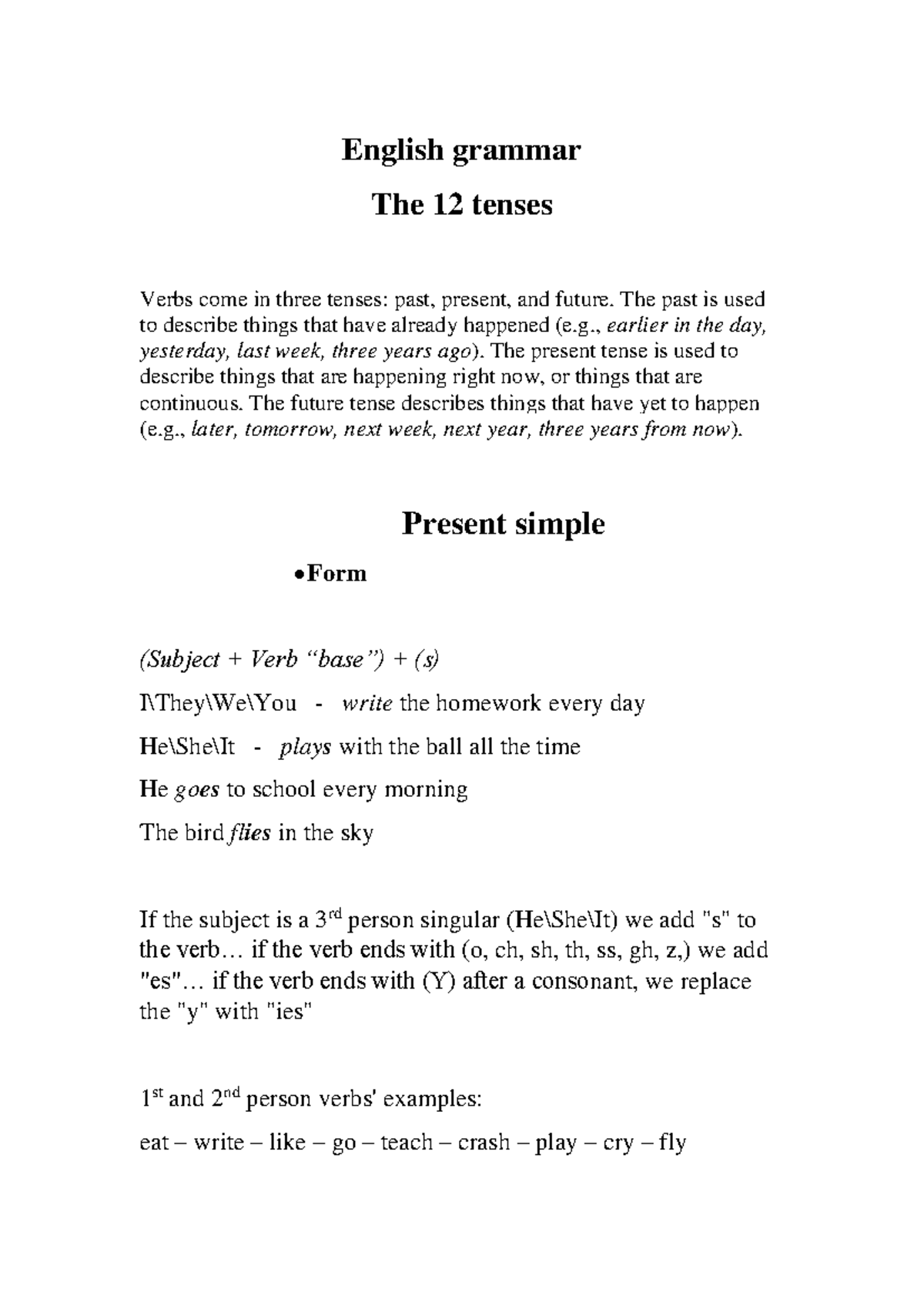 The+lessons - Very informative - English grammar The 12 tenses Verbs ...