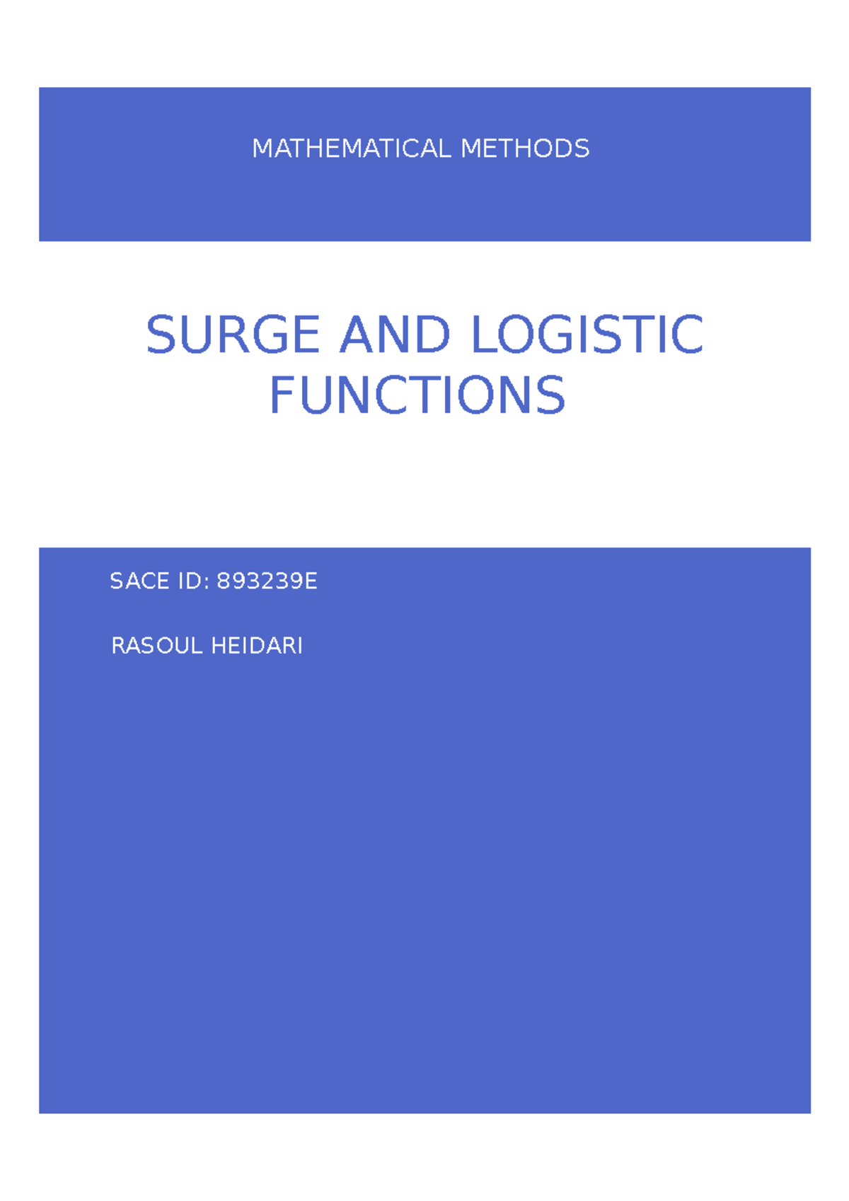 Maths Surge and Logistics - SURGE AND LOGISTIC FUNCTIONS MATHEMATICAL METHODS RASOUL HEIDARI ...