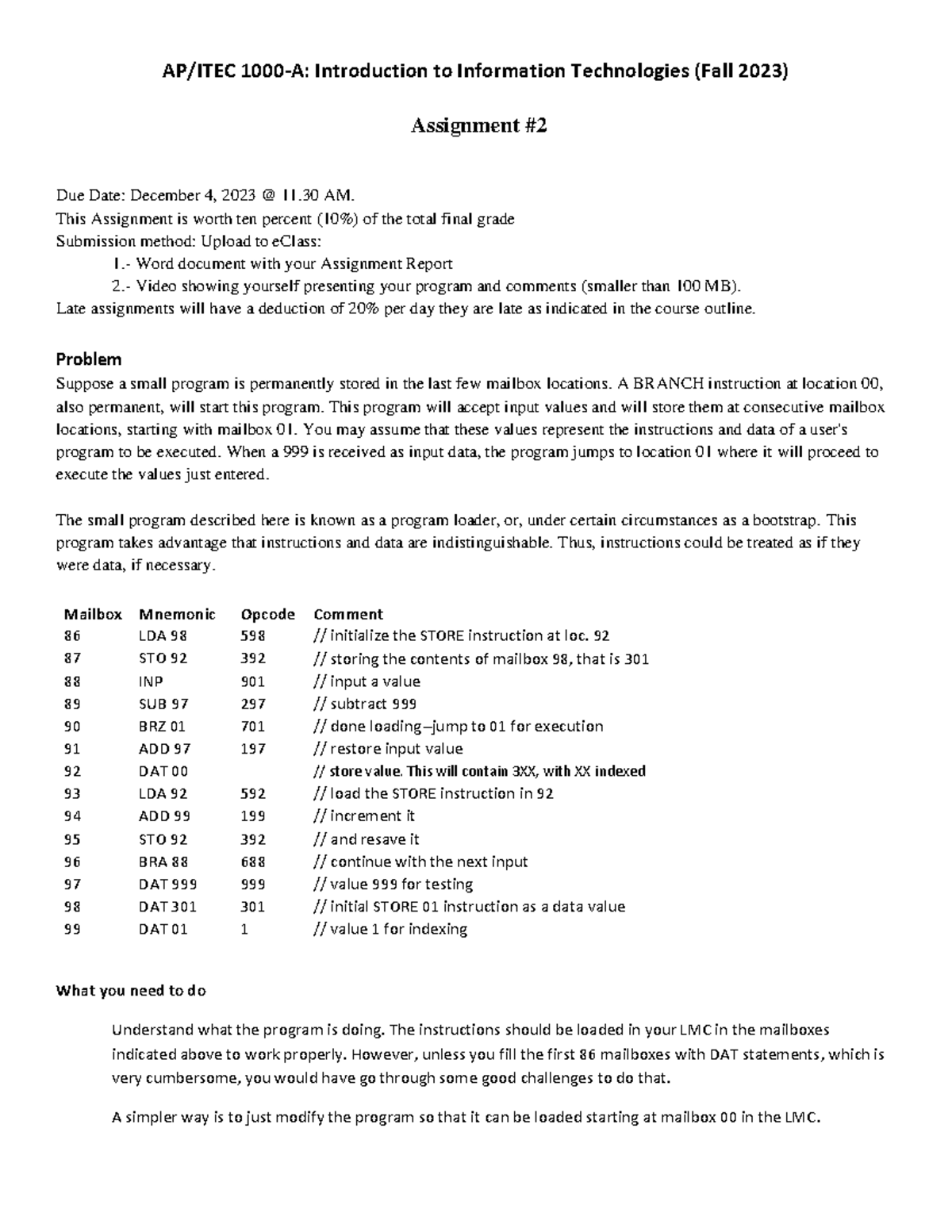 ITEC1000 A - Assignment 2 - AP/ITEC 1000 - A: Introduction to ...