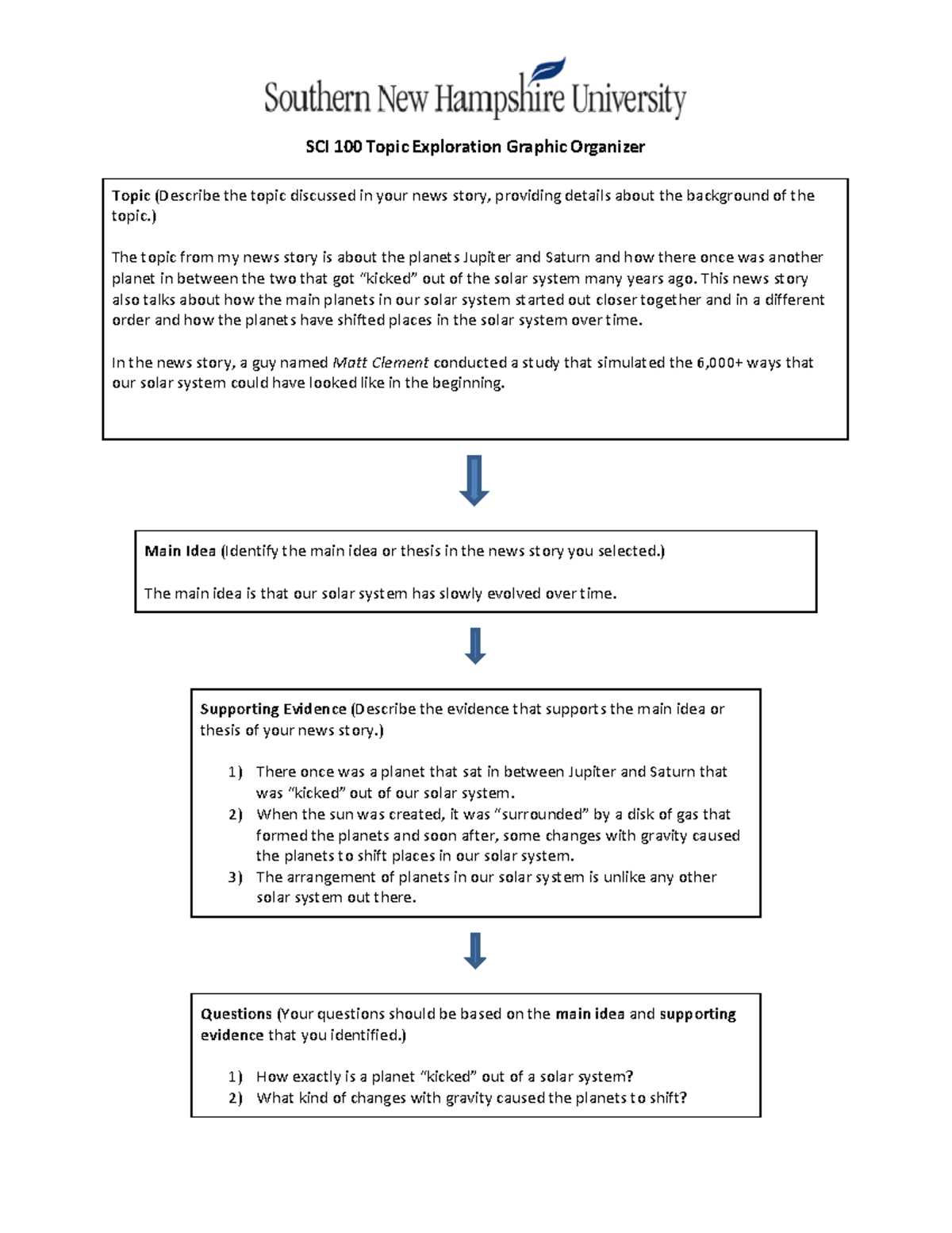 Sci 100 topic exploration chart KM SNHU - SCI 100 Topic Exploration ...