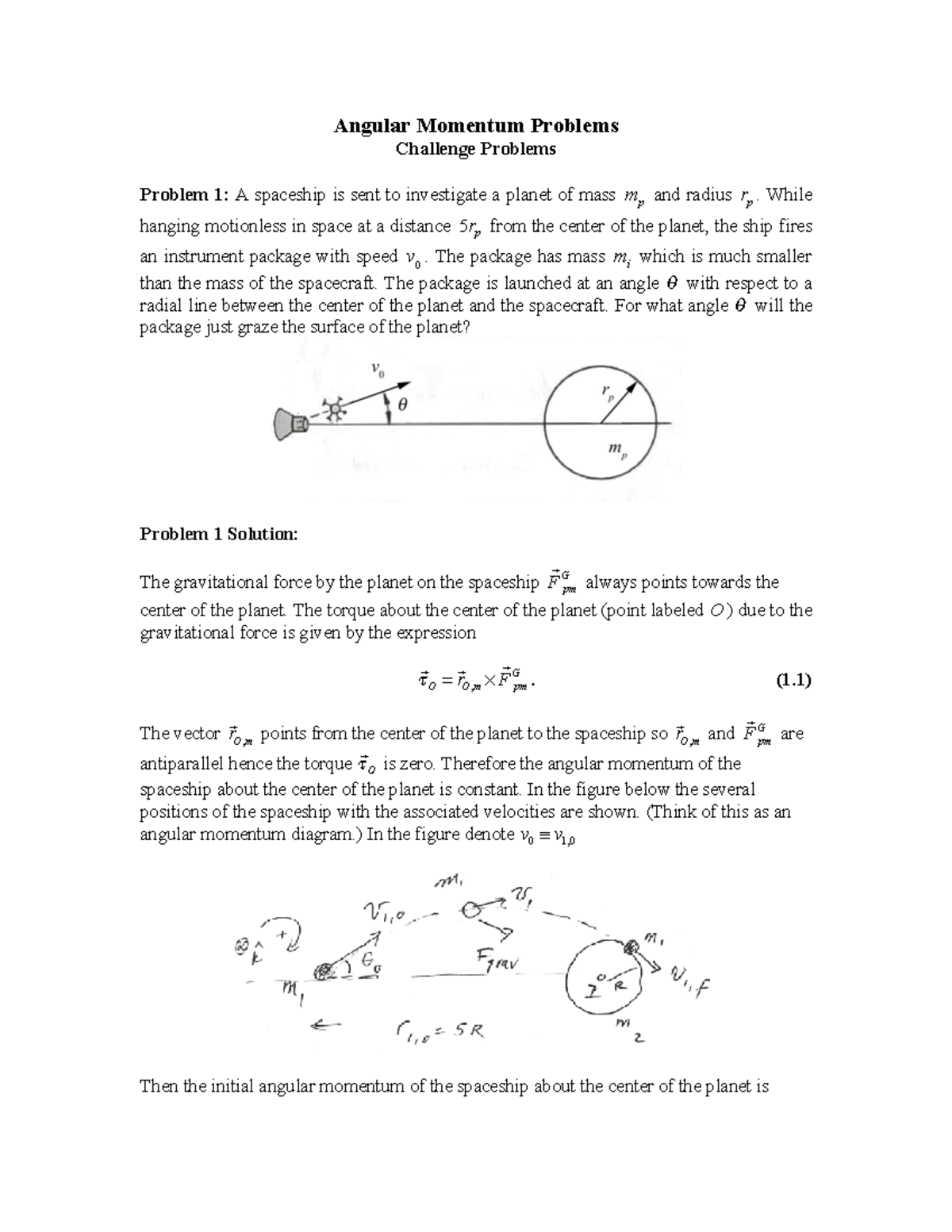 MIT8 01SC problems 24 soln - Angular Momentum Problems Challenge ...