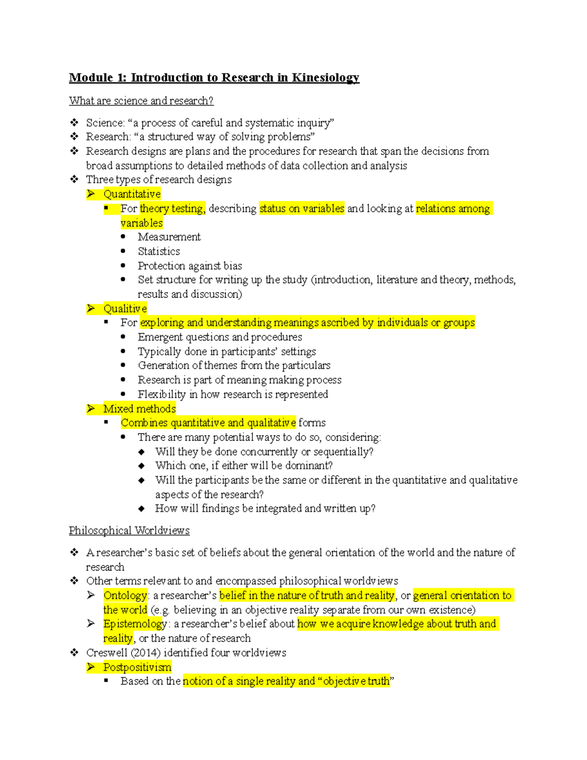 Module 1: Intro to research and Worldviews - Module 1: Introduction to ...