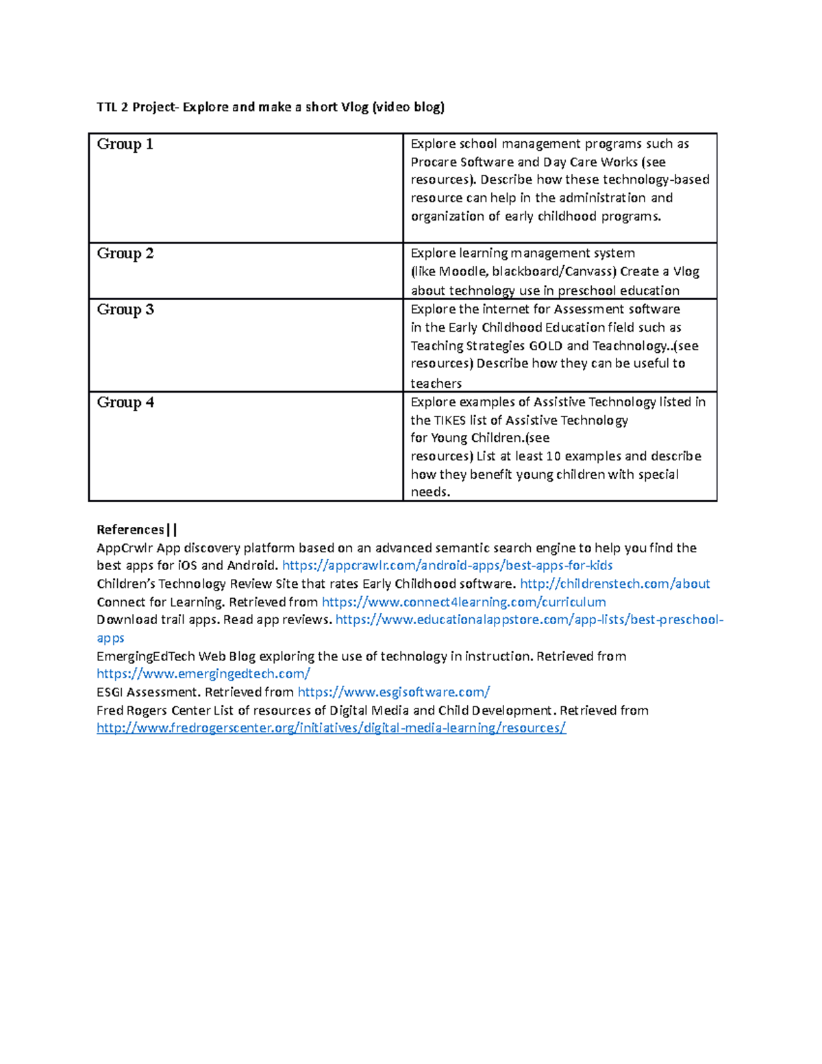 TTL 2 Project rubrics - TTL 2 Project- Explore and make a short Vlog ...