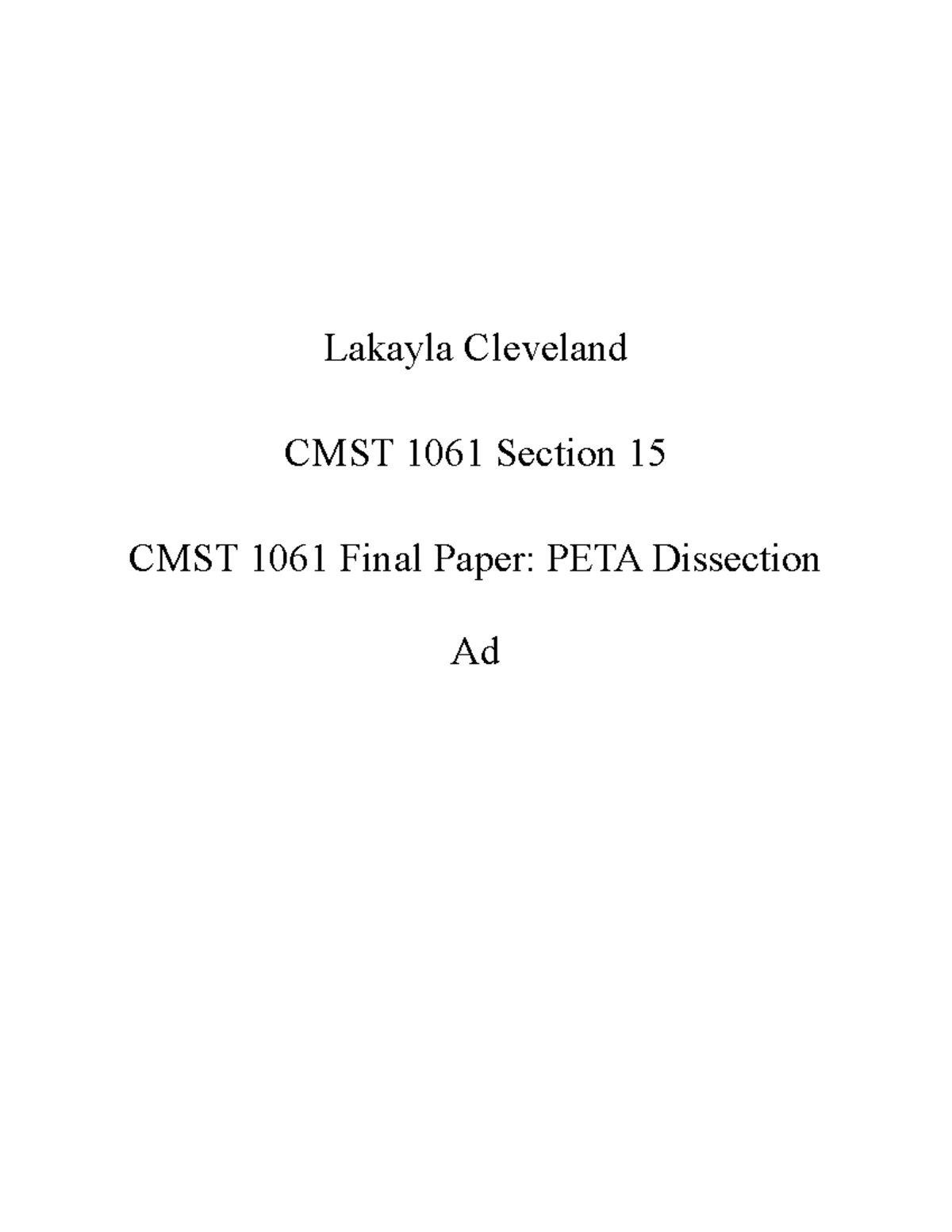 CMST Final Paper - CMST 1061 - LSU - Studocu