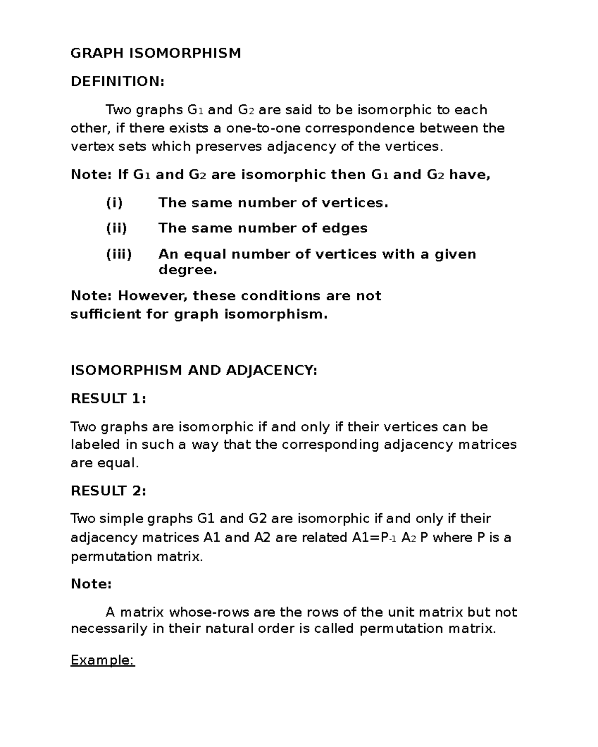 Applied Mathematics (10) - GRAPH ISOMORPHISM DEFINITION: Two graphs G 1 ...