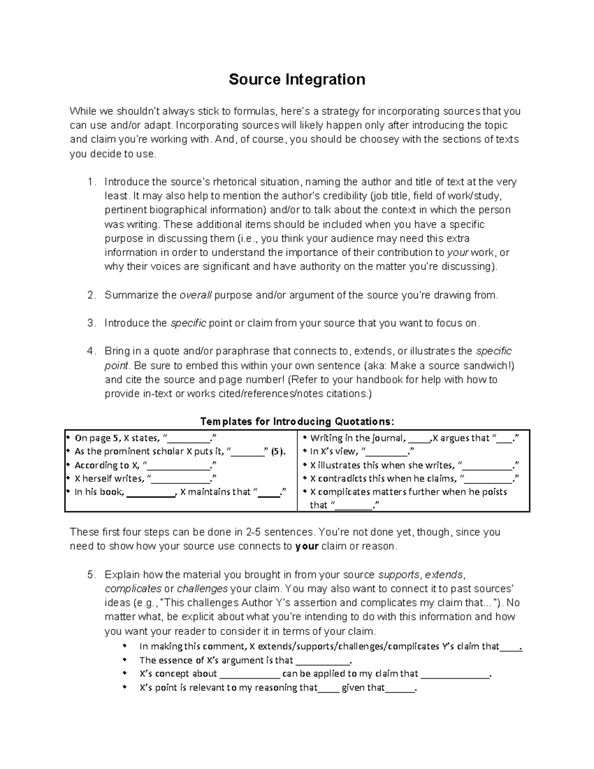 Source Integration Handout - Source Integration While we shouldn’t ...