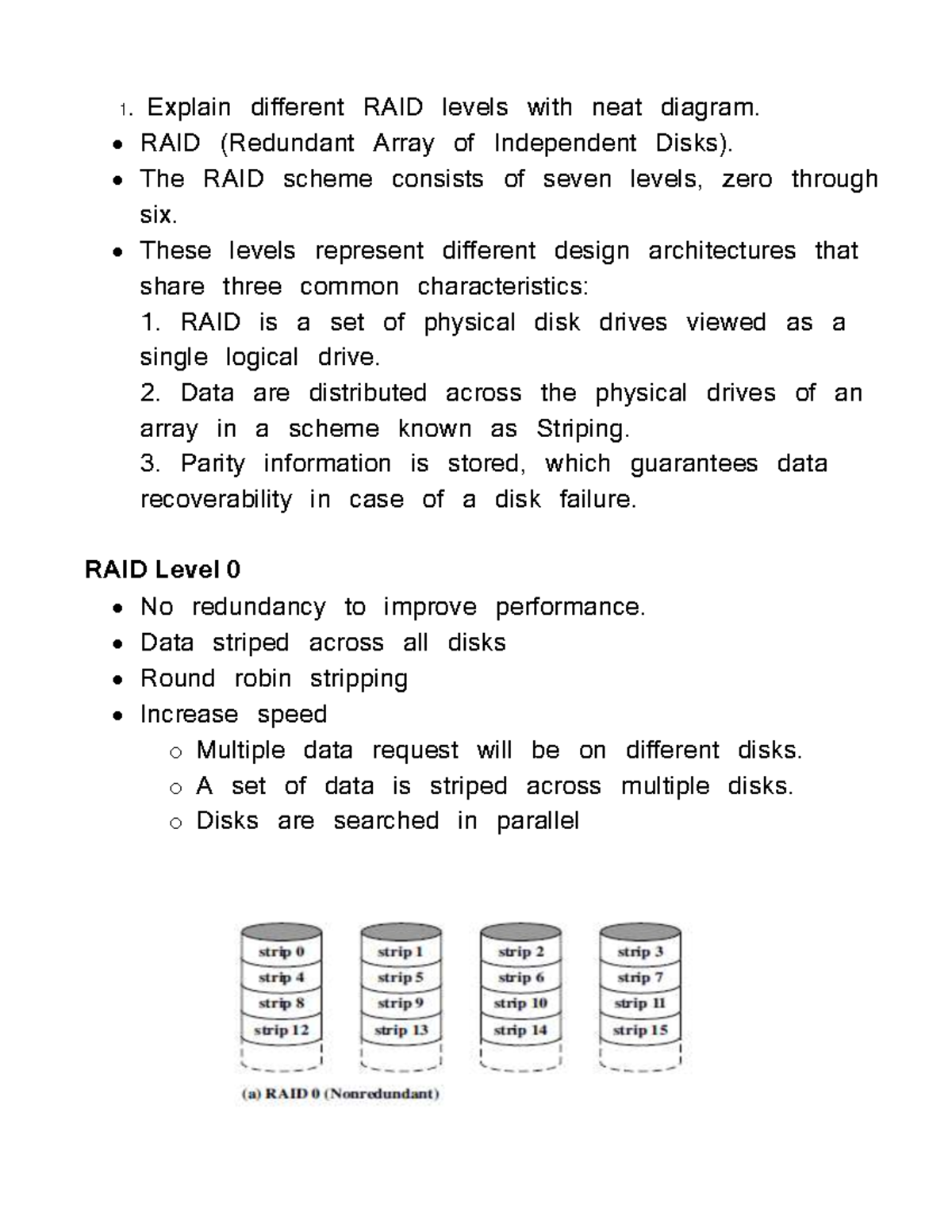 CA- Module II - Explain different RAID levels with neat diagram. RAID ...