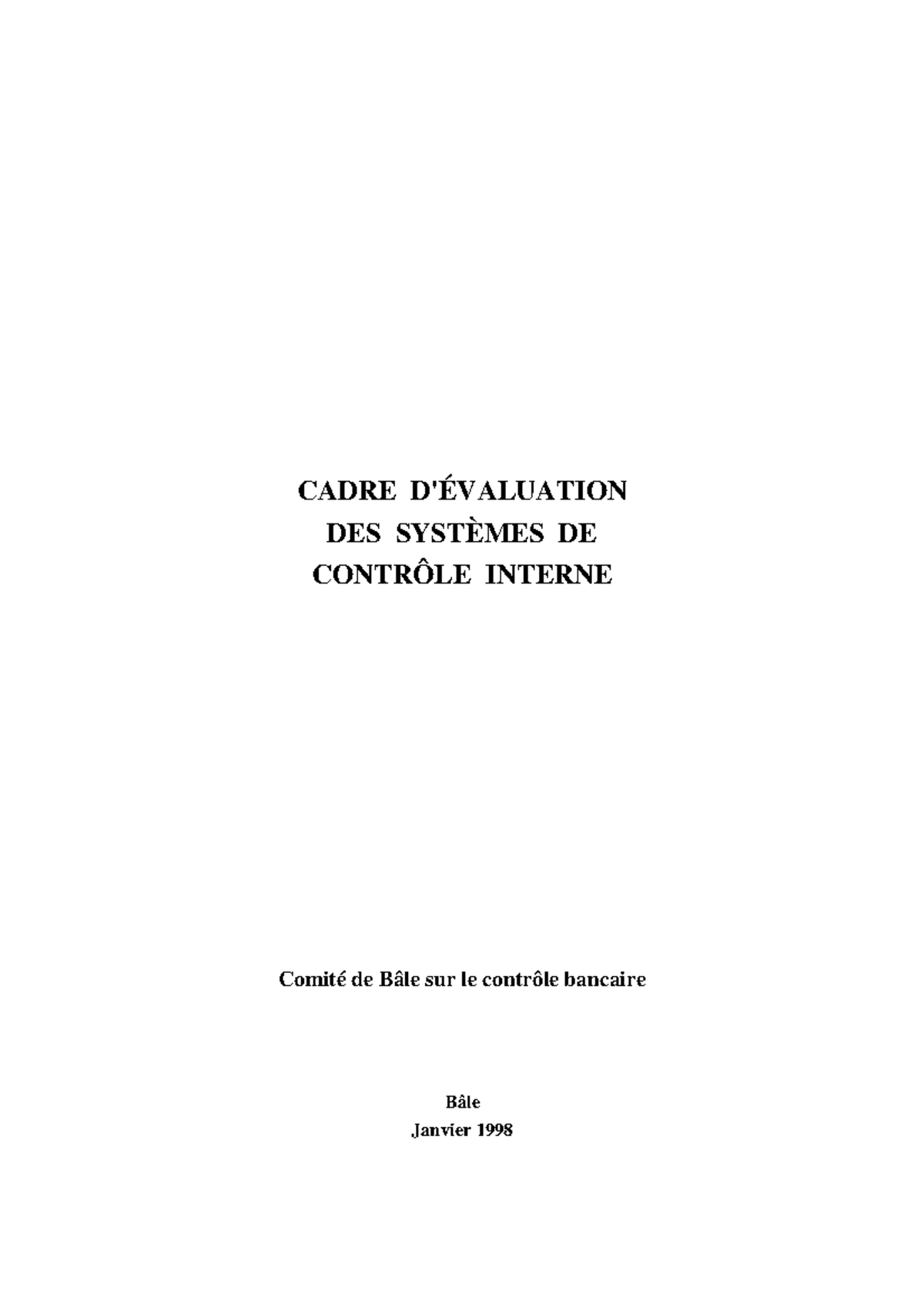 Cadre Evaluation Syst Contr Interne - CADRE D'ÉVALUATION DES SYSTÈMES ...