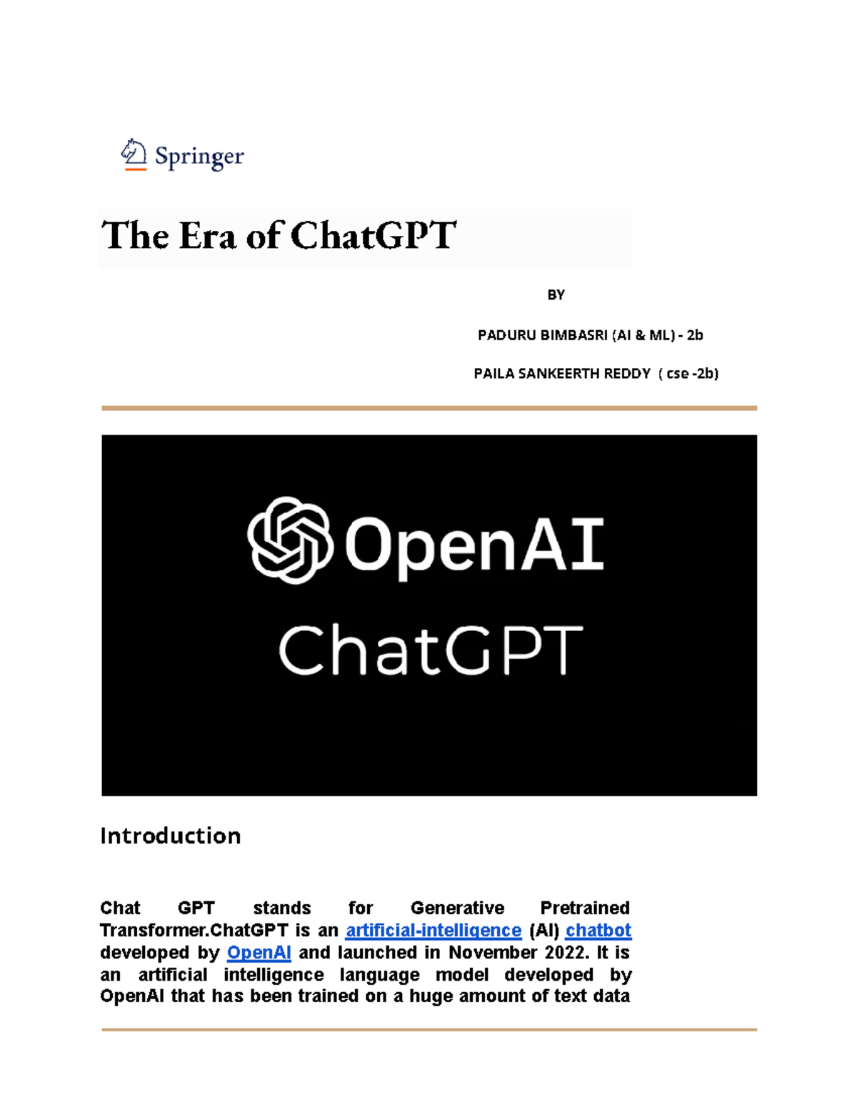 Report - chat GPT - vjygiu - The Era of ChatGPT BY PADURU BIMBASRI (AI ...