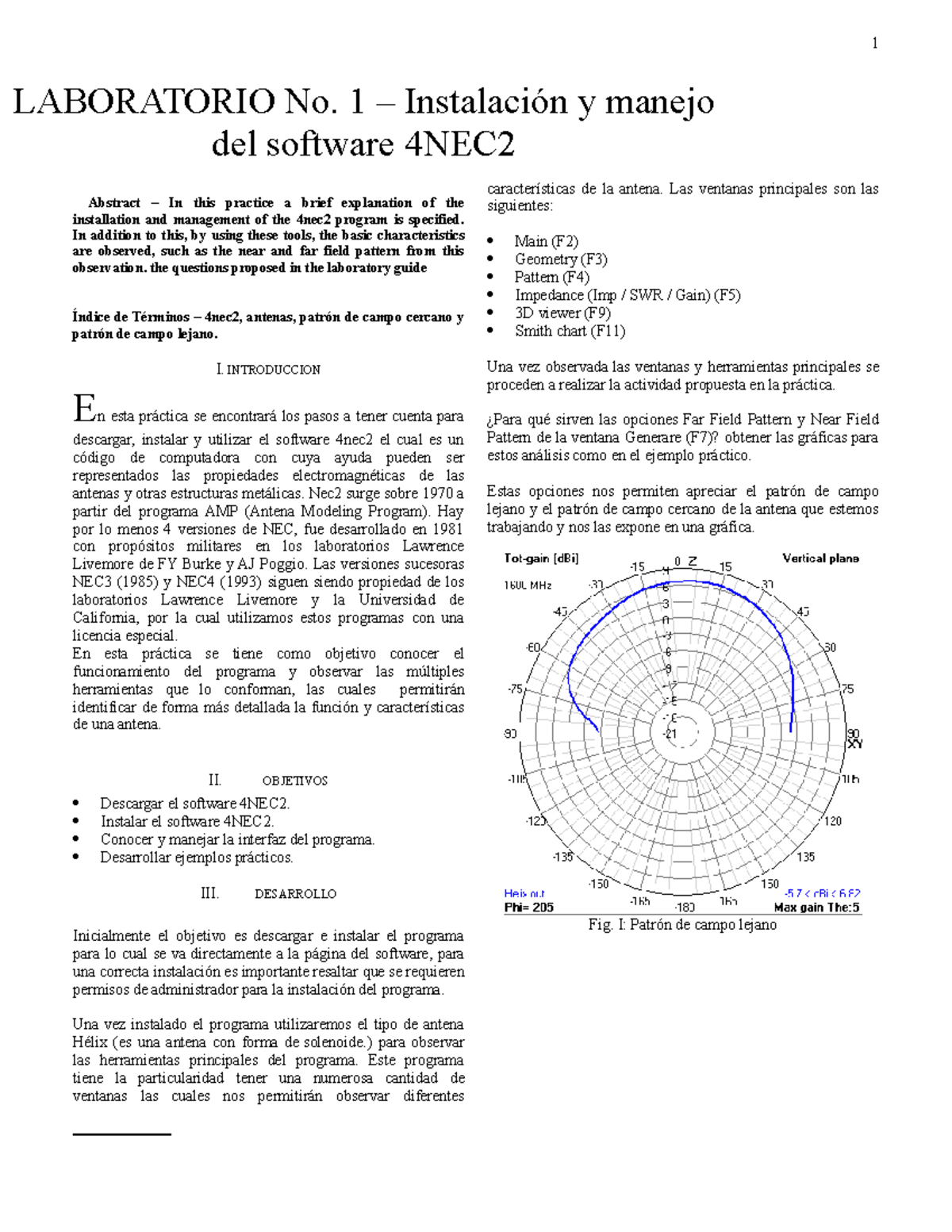 LAB 1 Antenas 2 - Nota: 4 - Abstract – In this practice a brief ...