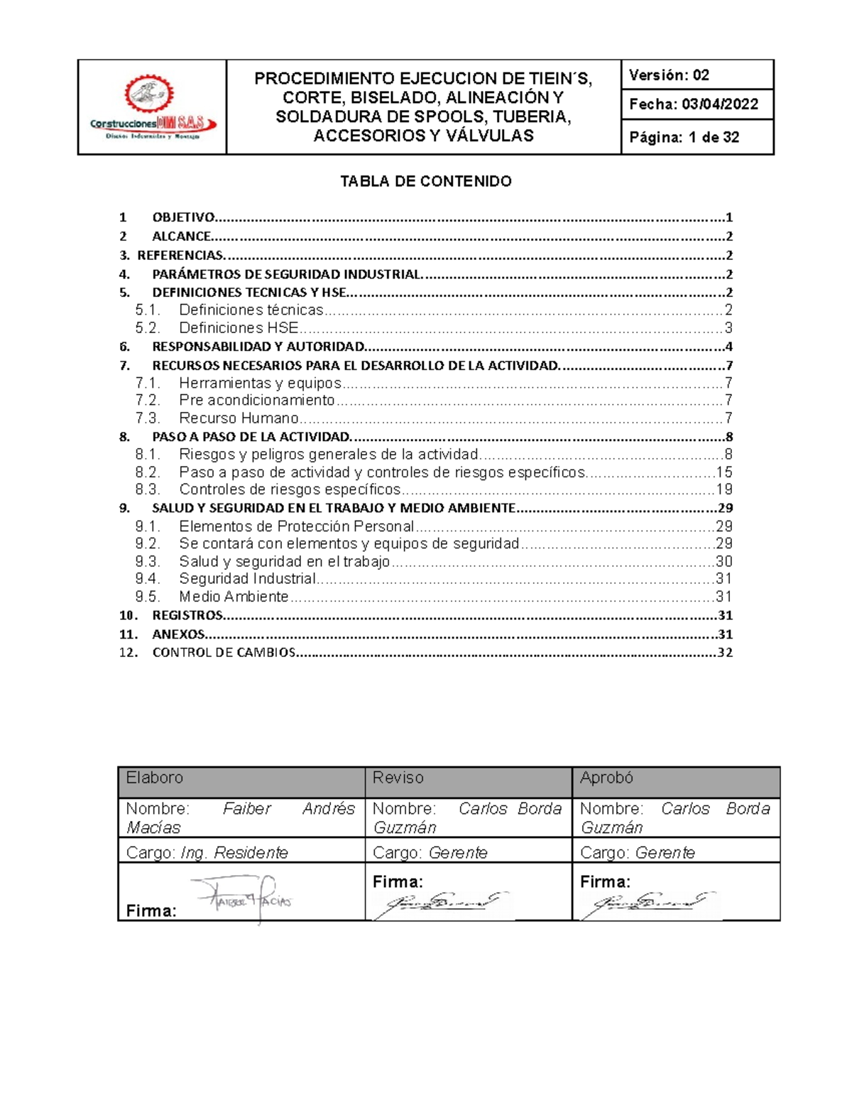 4. Procedimiento Ejecucion DE TIE-IN - PROCEDIMIENTO EJECUCION DE TIEIN ...