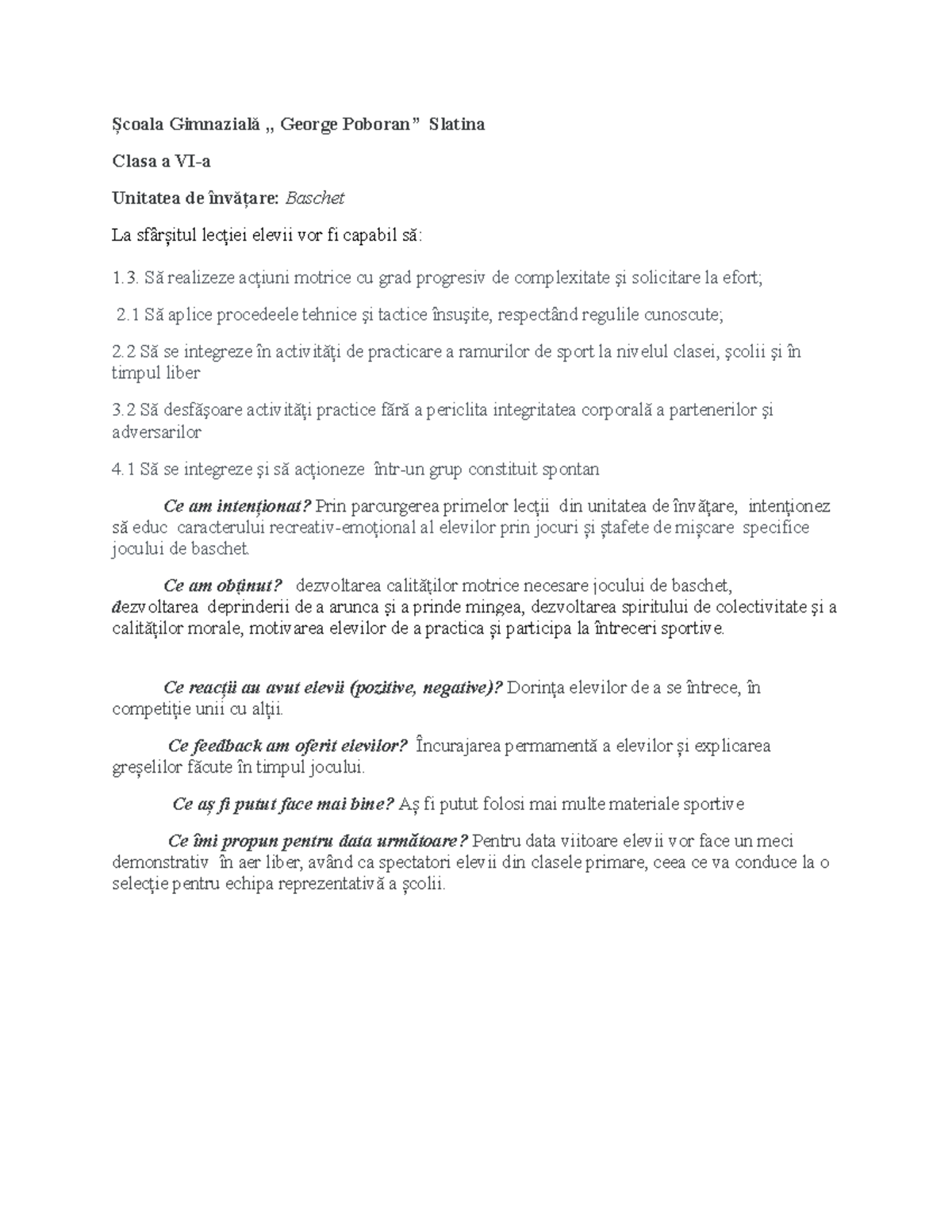 0 activitate 2.4.b - Școala Gimnazială ,, George Poboran” Slatina Clasa ...