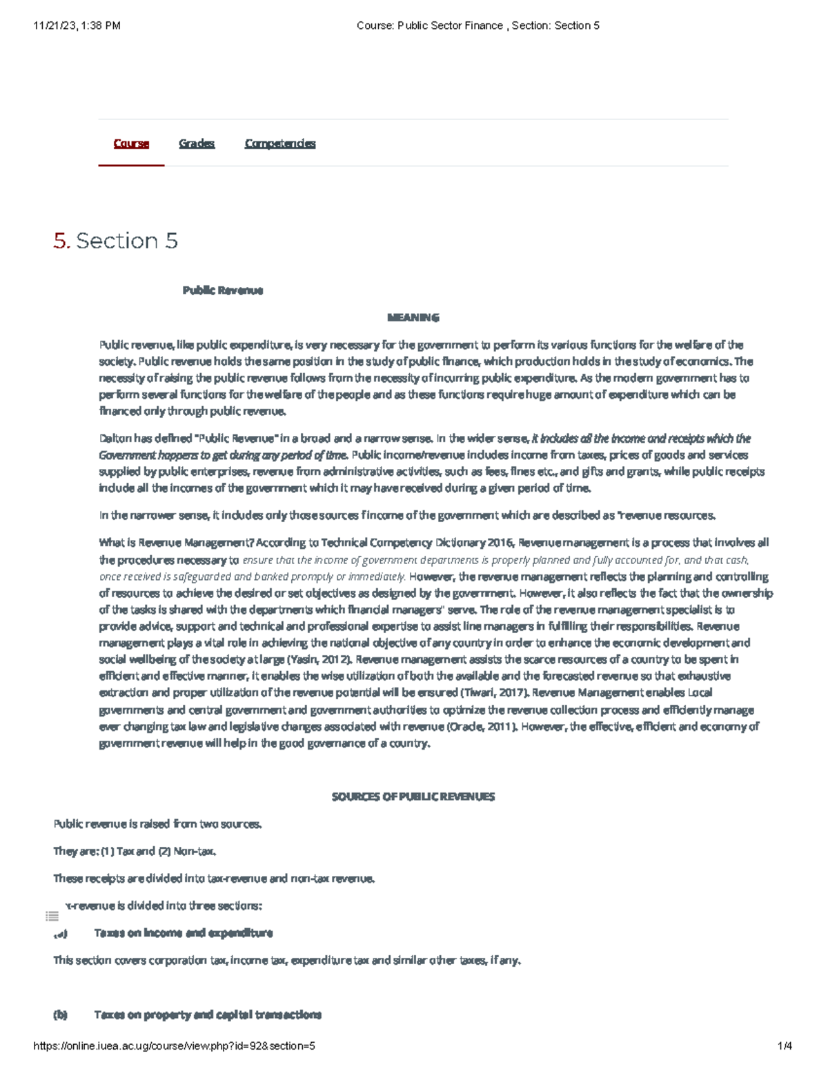 Course Public Sector Finance , Section Section 5 - Course Grades ...