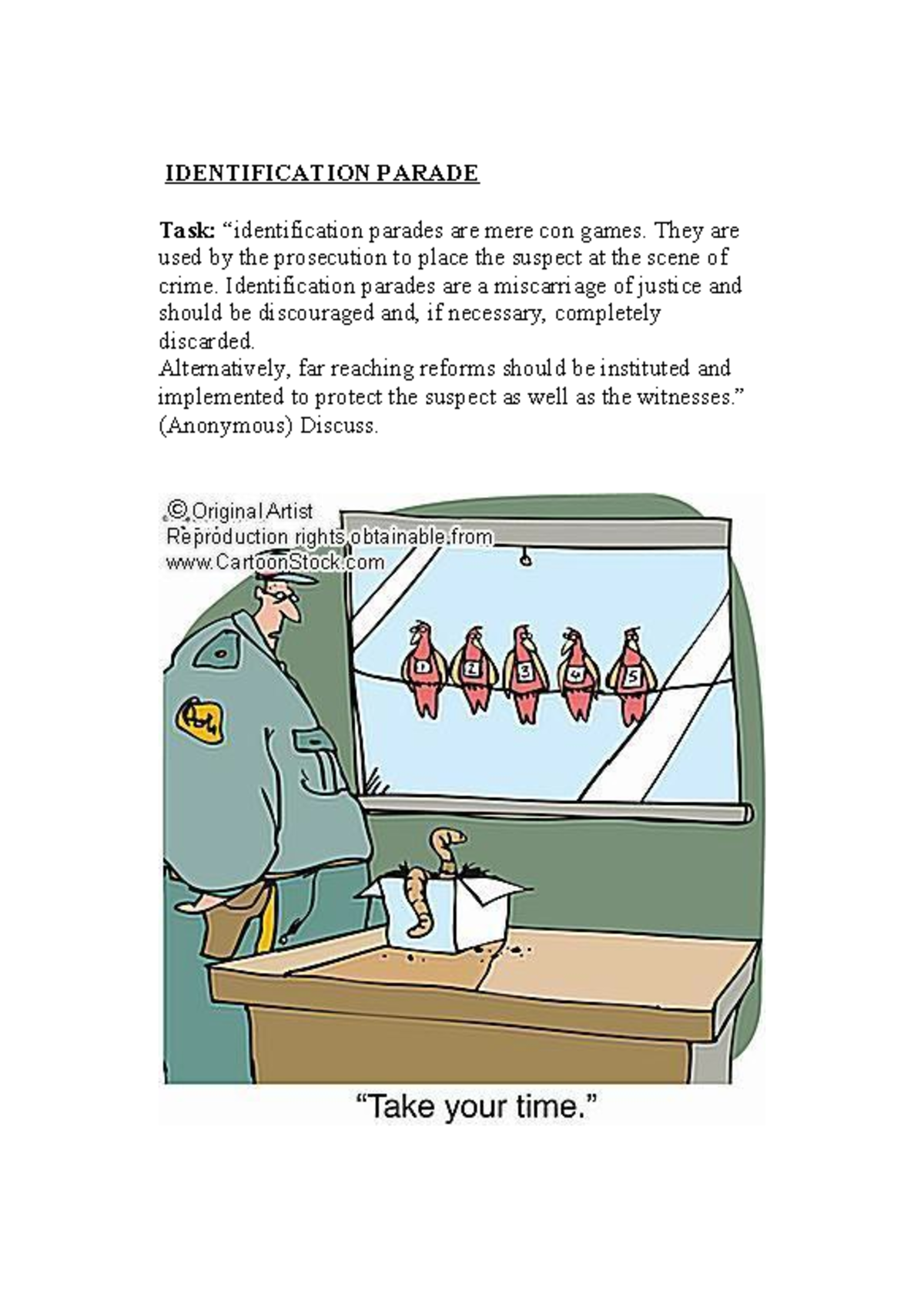 Identification Parades - IDENTIFICATION PARADE Task: “identification ...