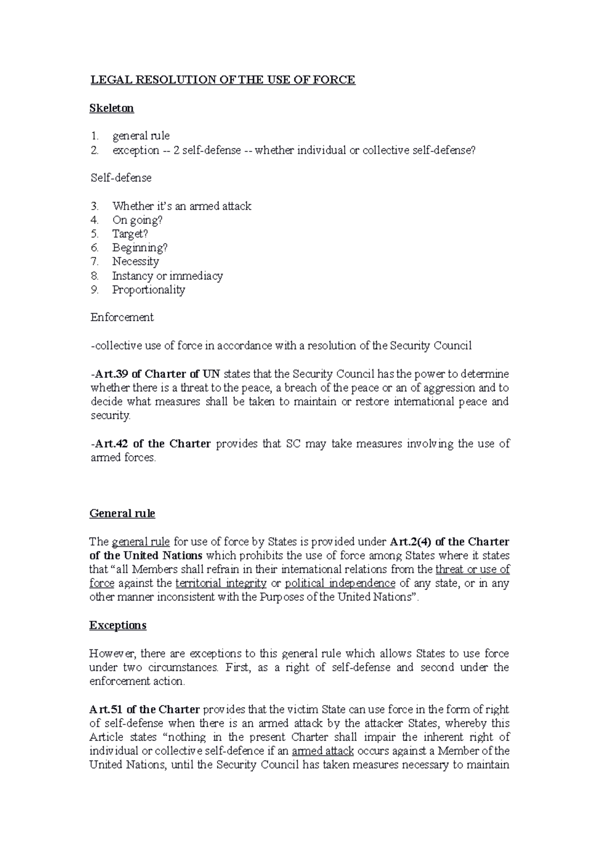 Legal Resolution OF THE USE OF Force - LEGAL RESOLUTION OF THE USE OF ...