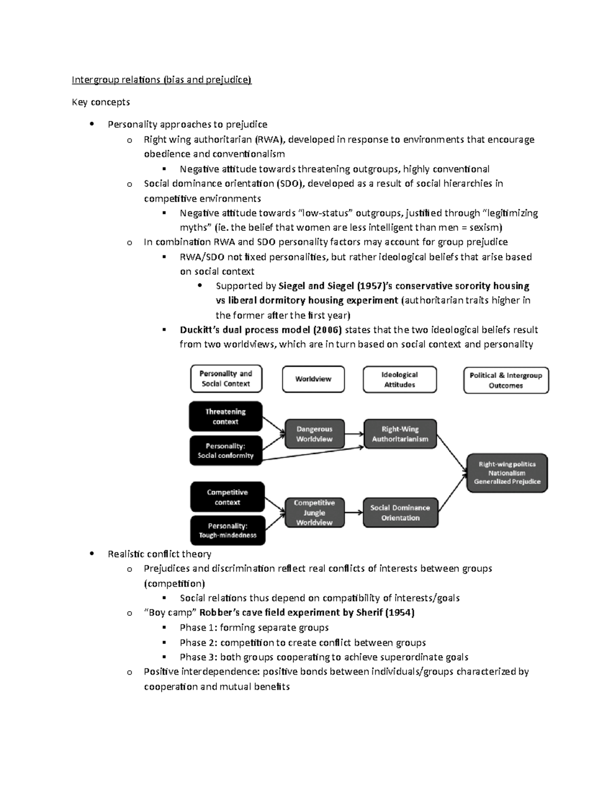 Intergroup relations and helping - Intergroup relaions (bias and prejudice) Key concepts - Studocu
