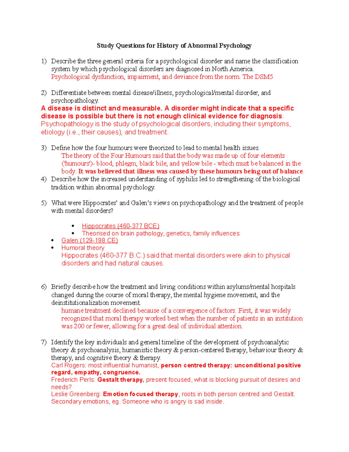 PSYC 339 Study Questions Ch1 - Study Questions for History of Abnormal ...