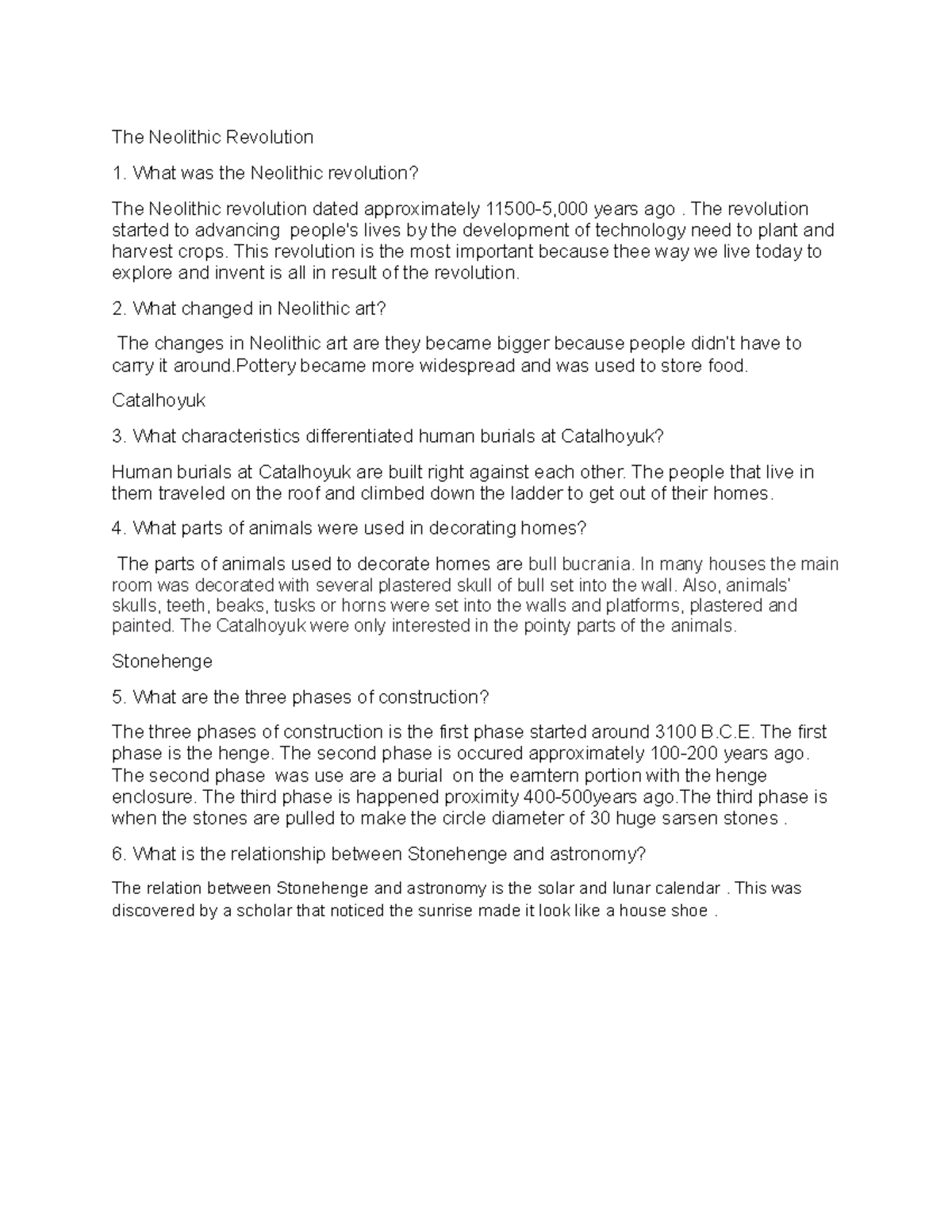 Assignment 4 - The Neolithic Revolution Professor Simmons - The ...