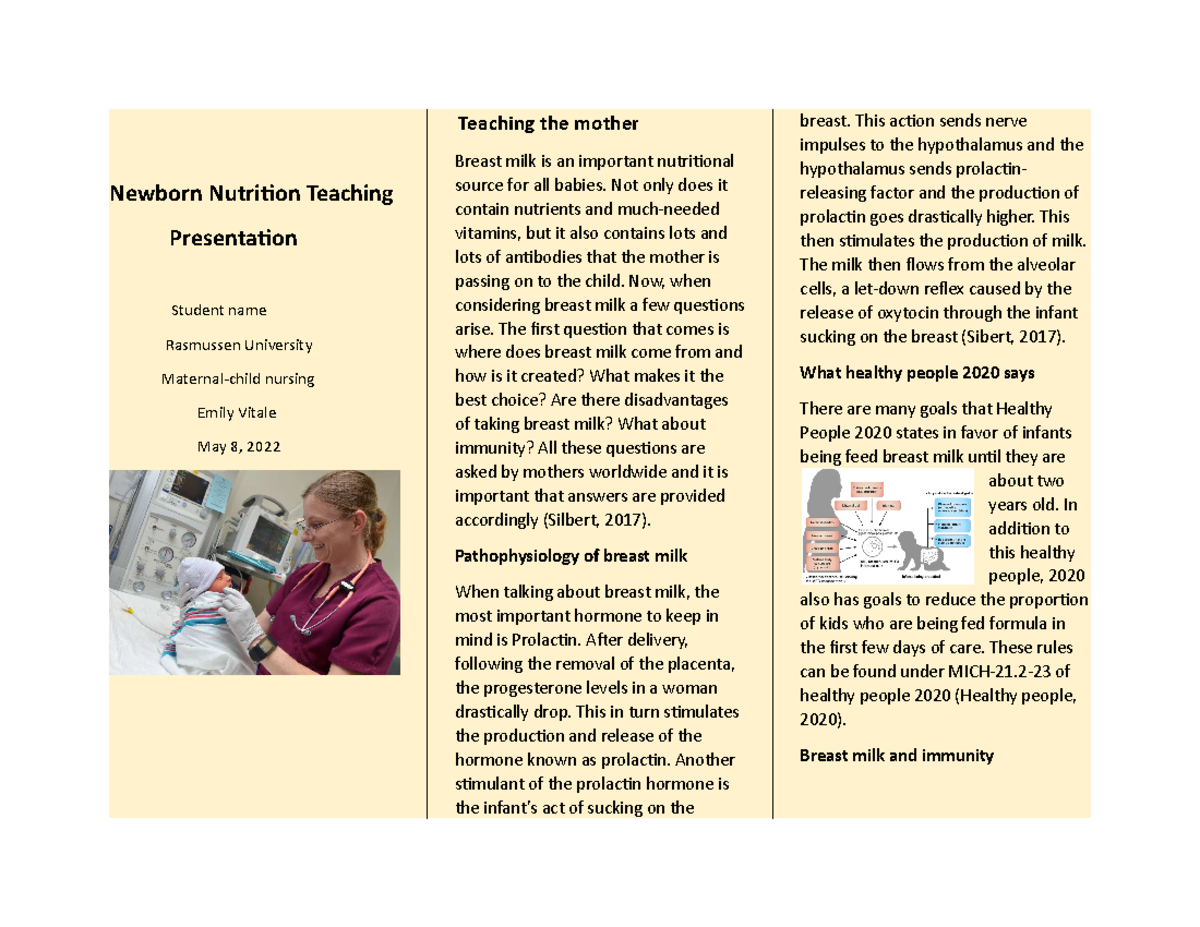 Maternal child trifold brochure - Newborn Nutrition Teaching ...