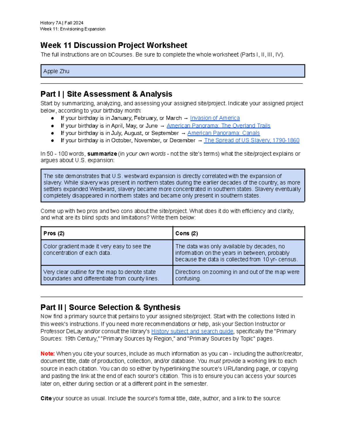 Week 11 DP Worksheet - History 7A | Fall 2024 Week 11: Envisioning ...
