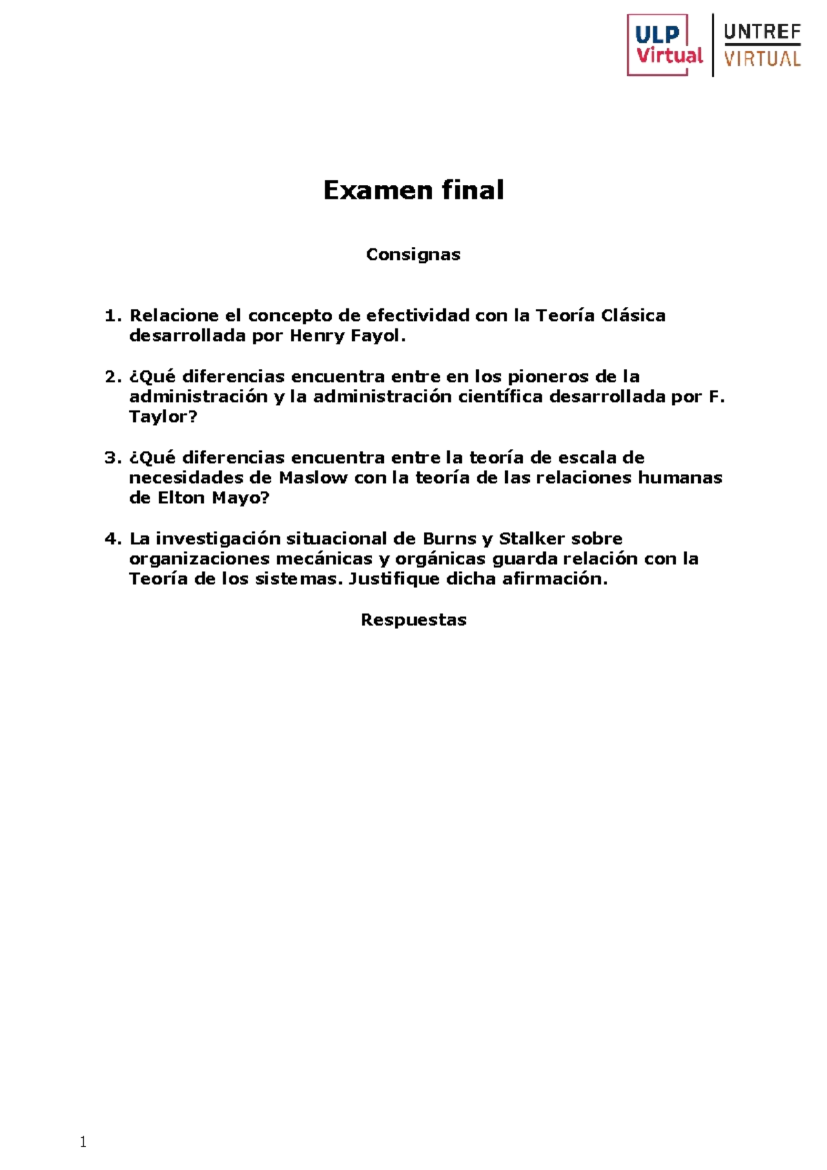 Final - TDA 2023 - Examen final Consignas 1. Relacione el concepto de ...
