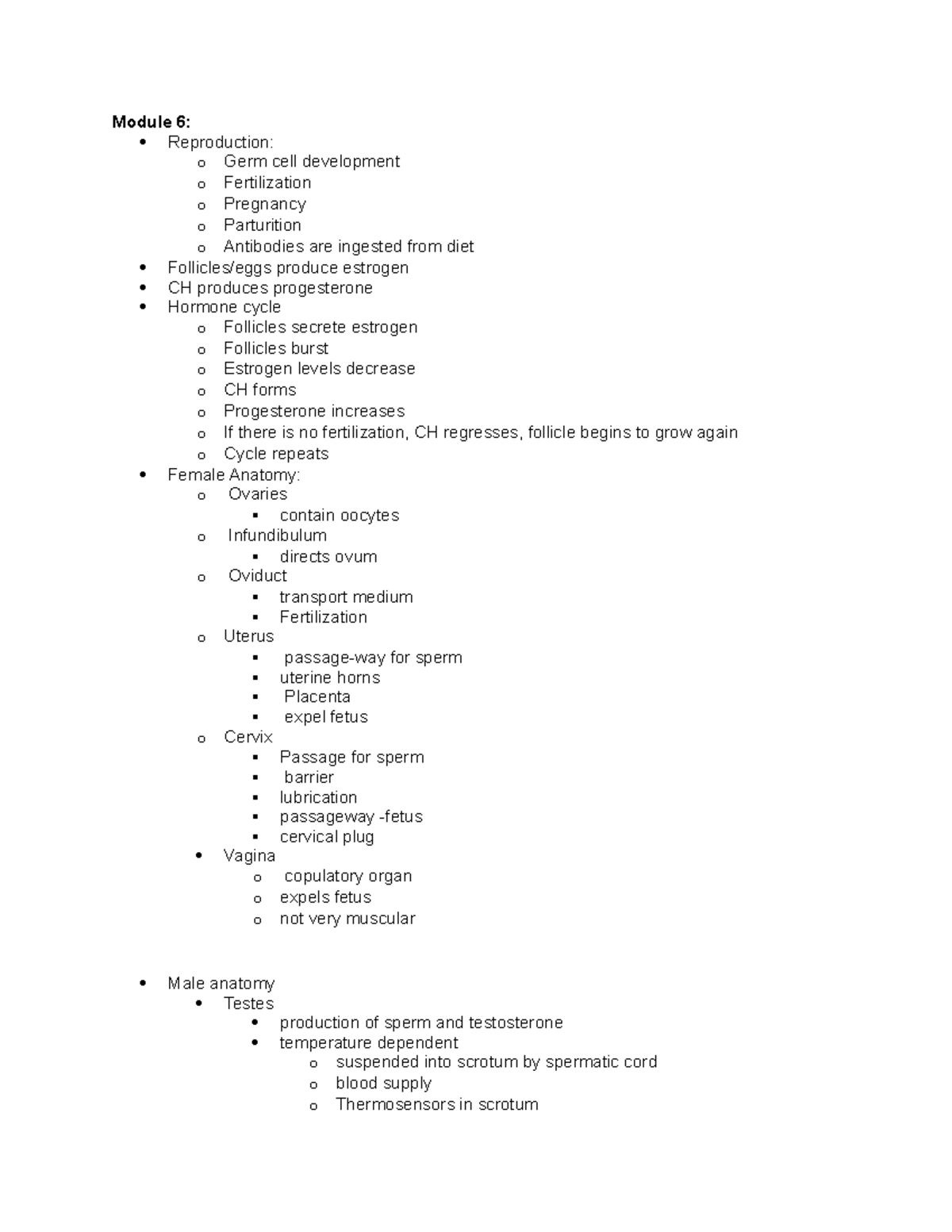 ANFS Module 6 notes - Module 6: Reproduction: o Germ cell development o ...
