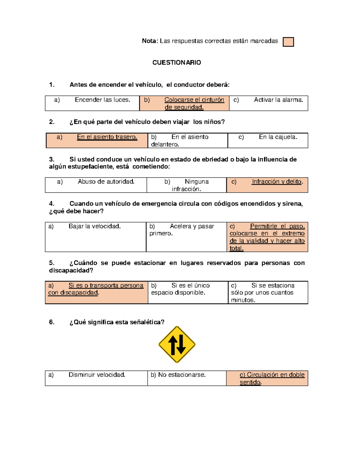 GUIA- Examen- Licencias - Nota: Las respuestas correctas están marcadas ...