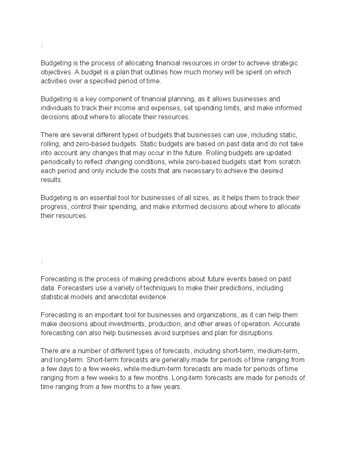 ACCTG 225 course outline - : Budgeting is the process of allocating ...