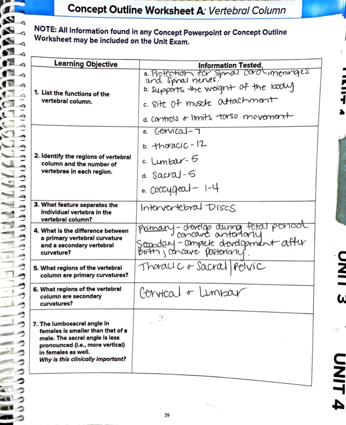Vertebral Column - Notes - ~_,-q