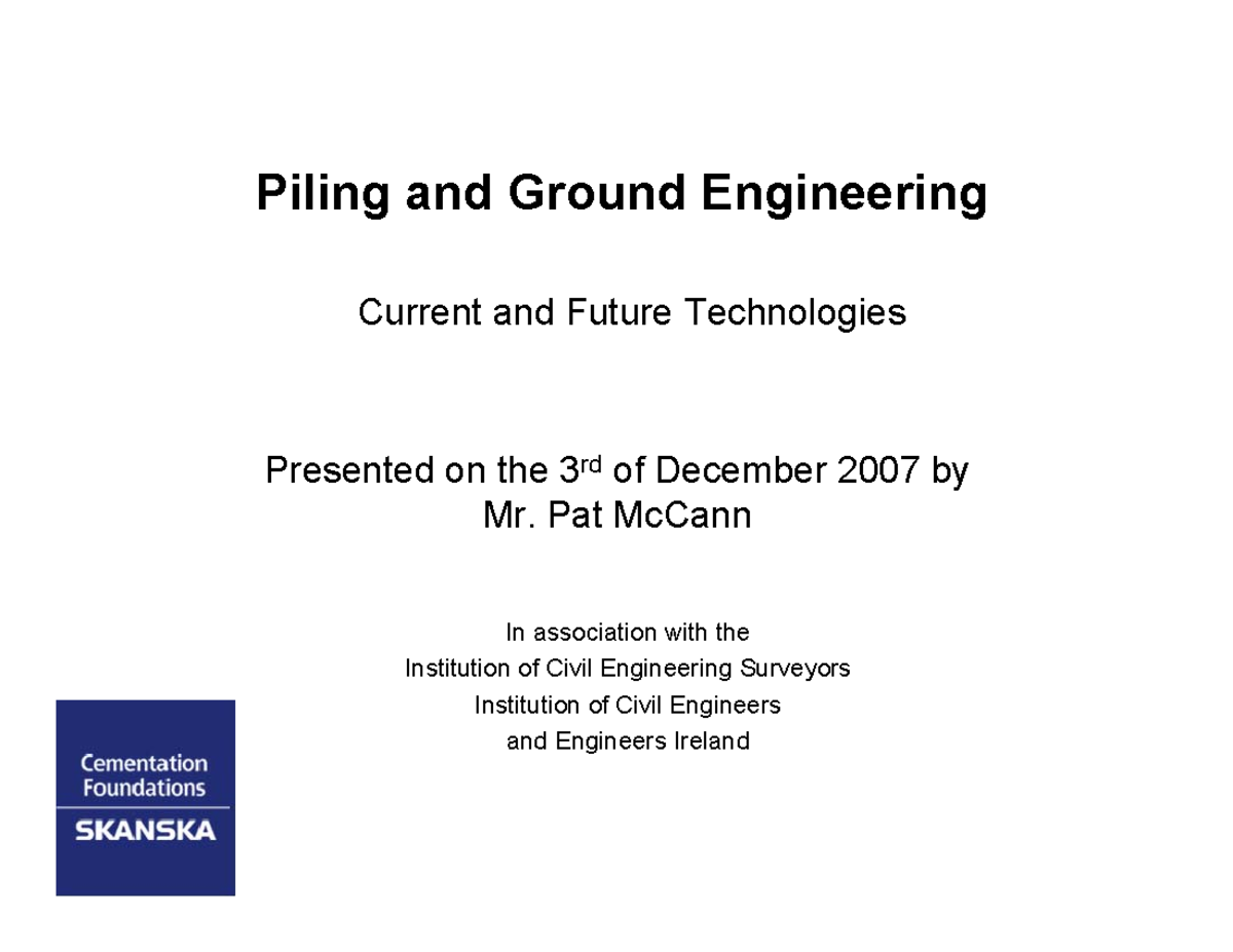 CFS Piling Presentation 2 at EI - 03-12-07 - Piling and Ground ...