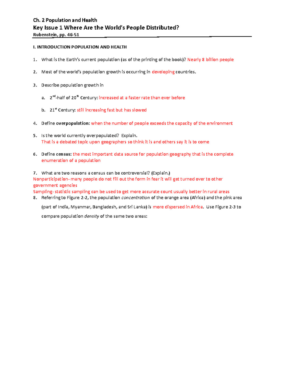 Aphug 2.1 Reading Notes - Ch. 2 Population and Health Key Issue 1 Where ...