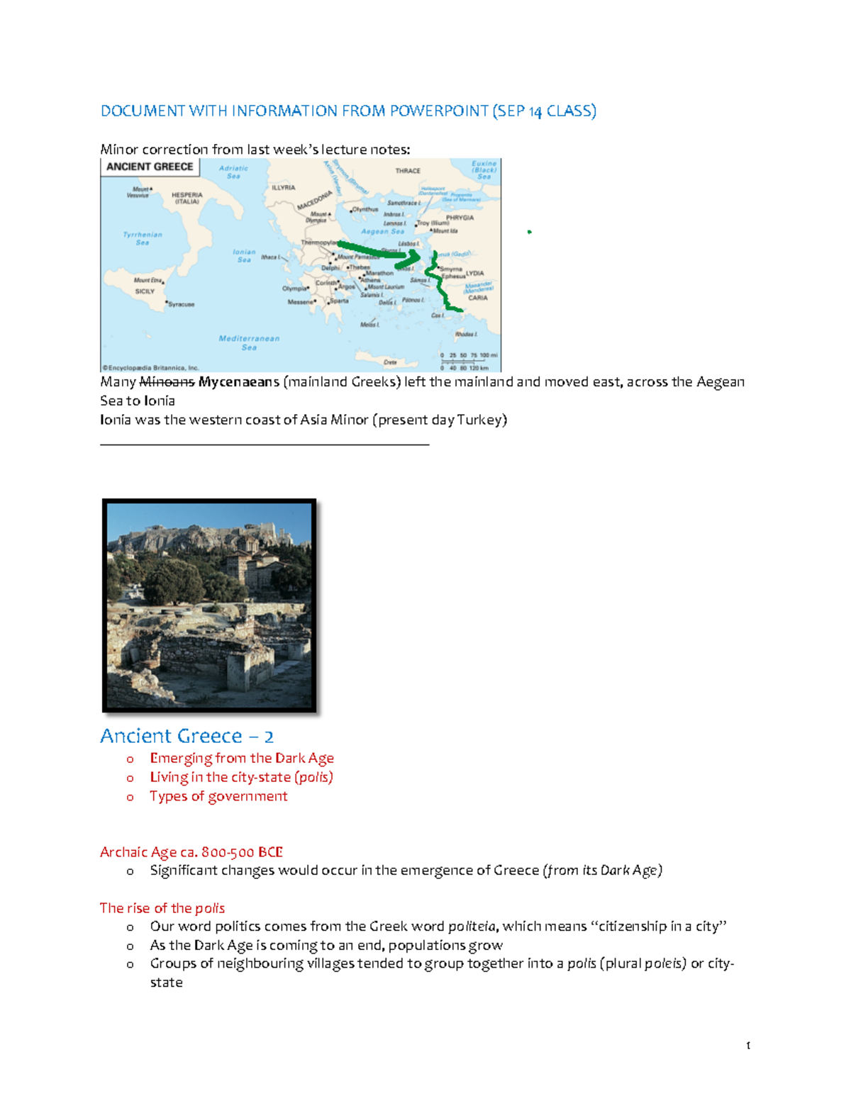 Ancient Greece-2 Document with info from PPT Sep 14 class - DOCUMENT ...