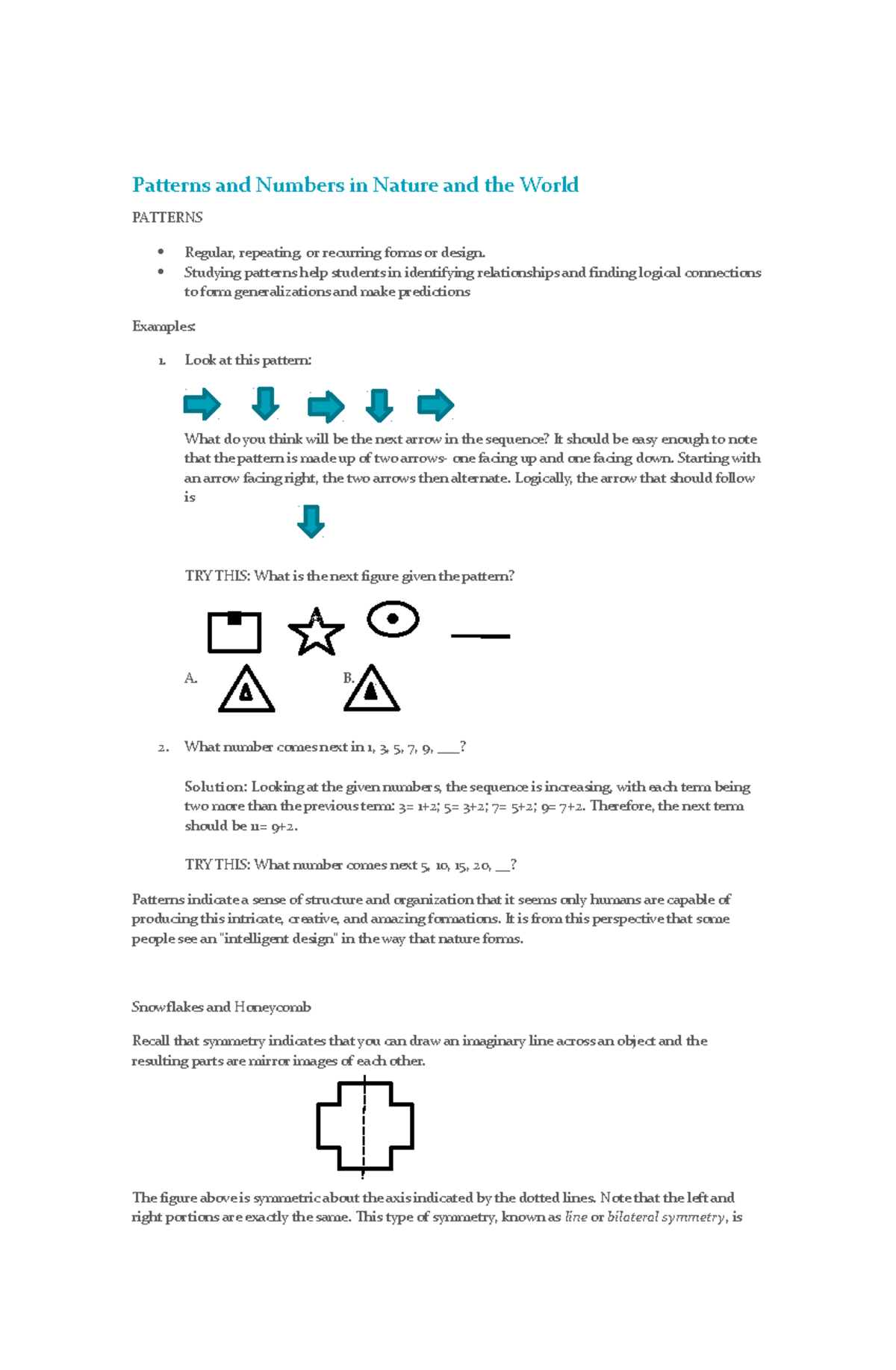 Patterns and Numbers in Nature and the World - Patterns and Numbers in Nature and the World ...