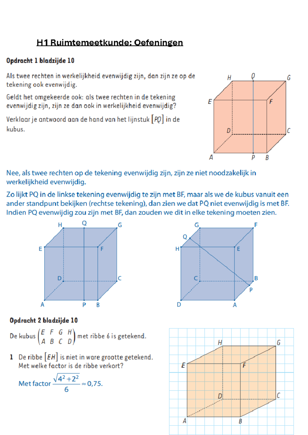 H1 Ruimtemeetkunde - Wiskunde - Studocu