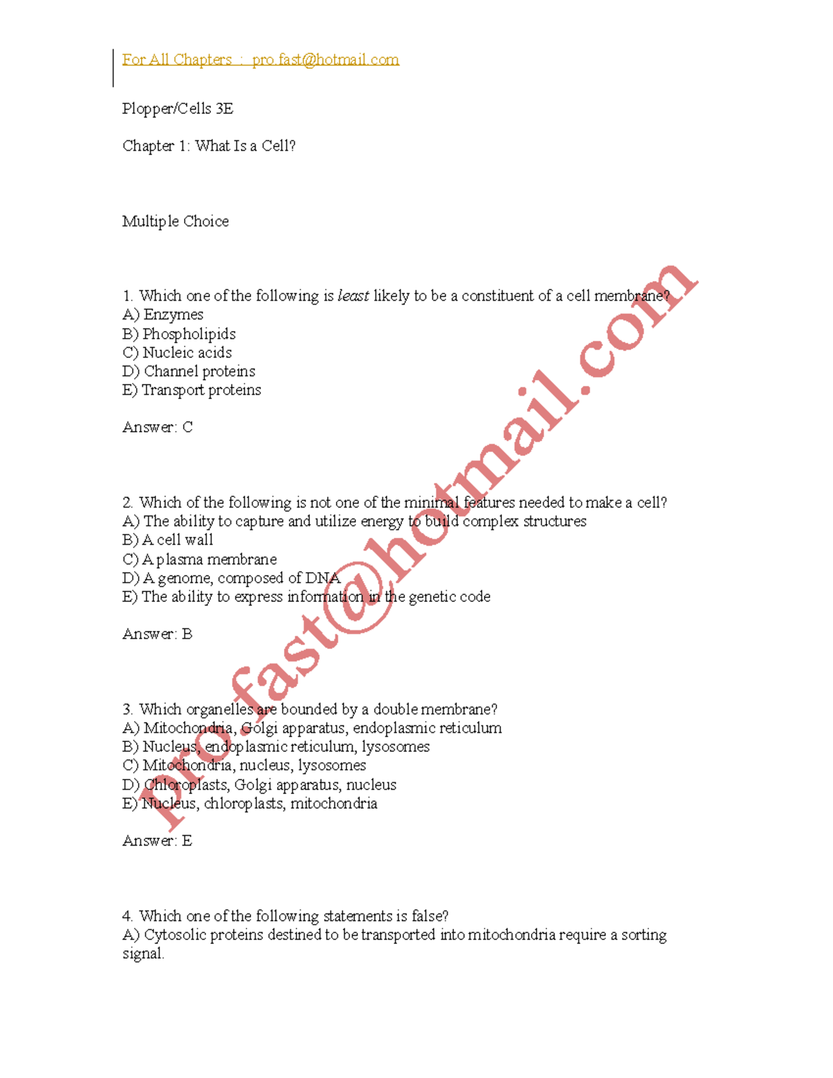 Solutions and Test Bank For Lewin's Cells 3rd Edition By George Plopper ...