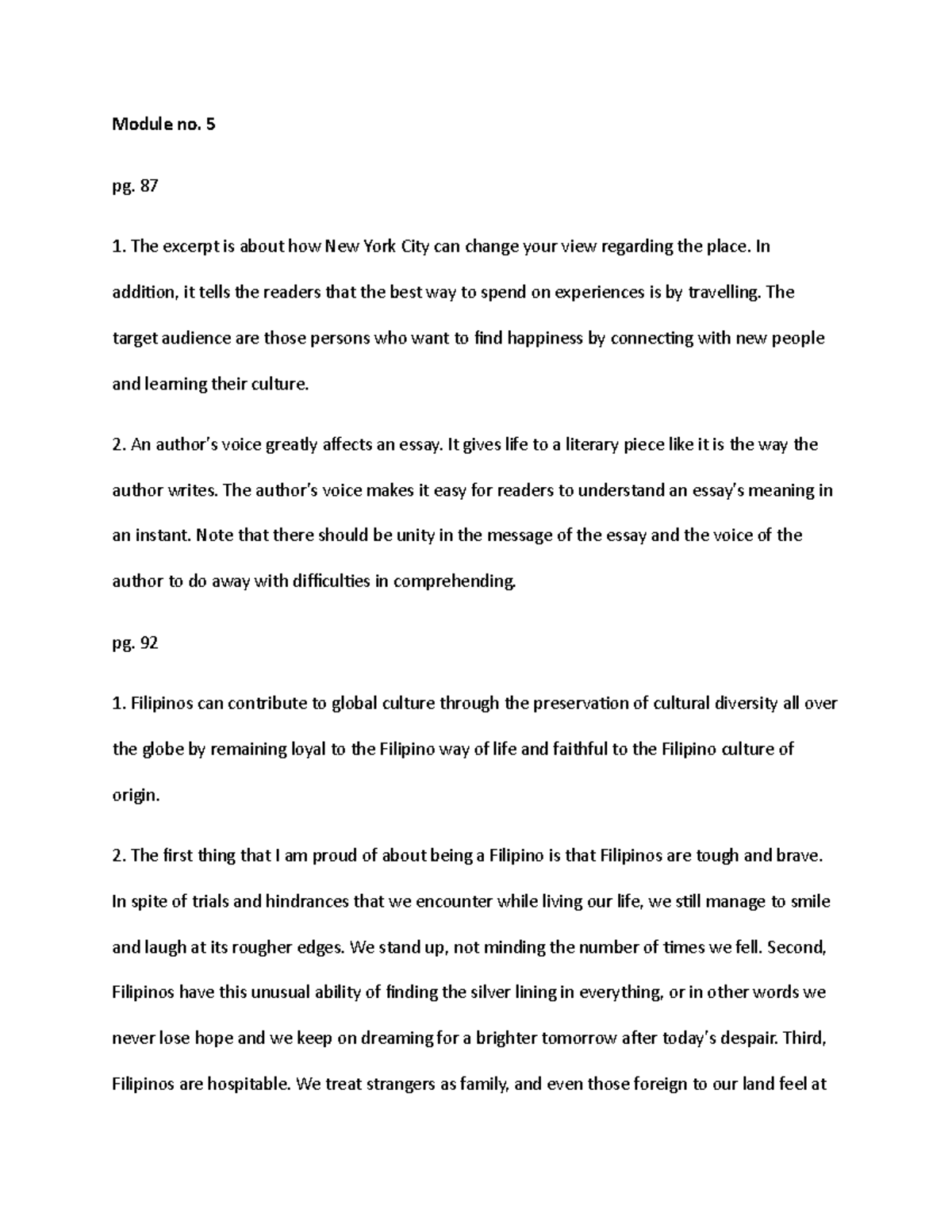 21st Century - Module no. 5 pg. 87 The excerpt is about how New York ...
