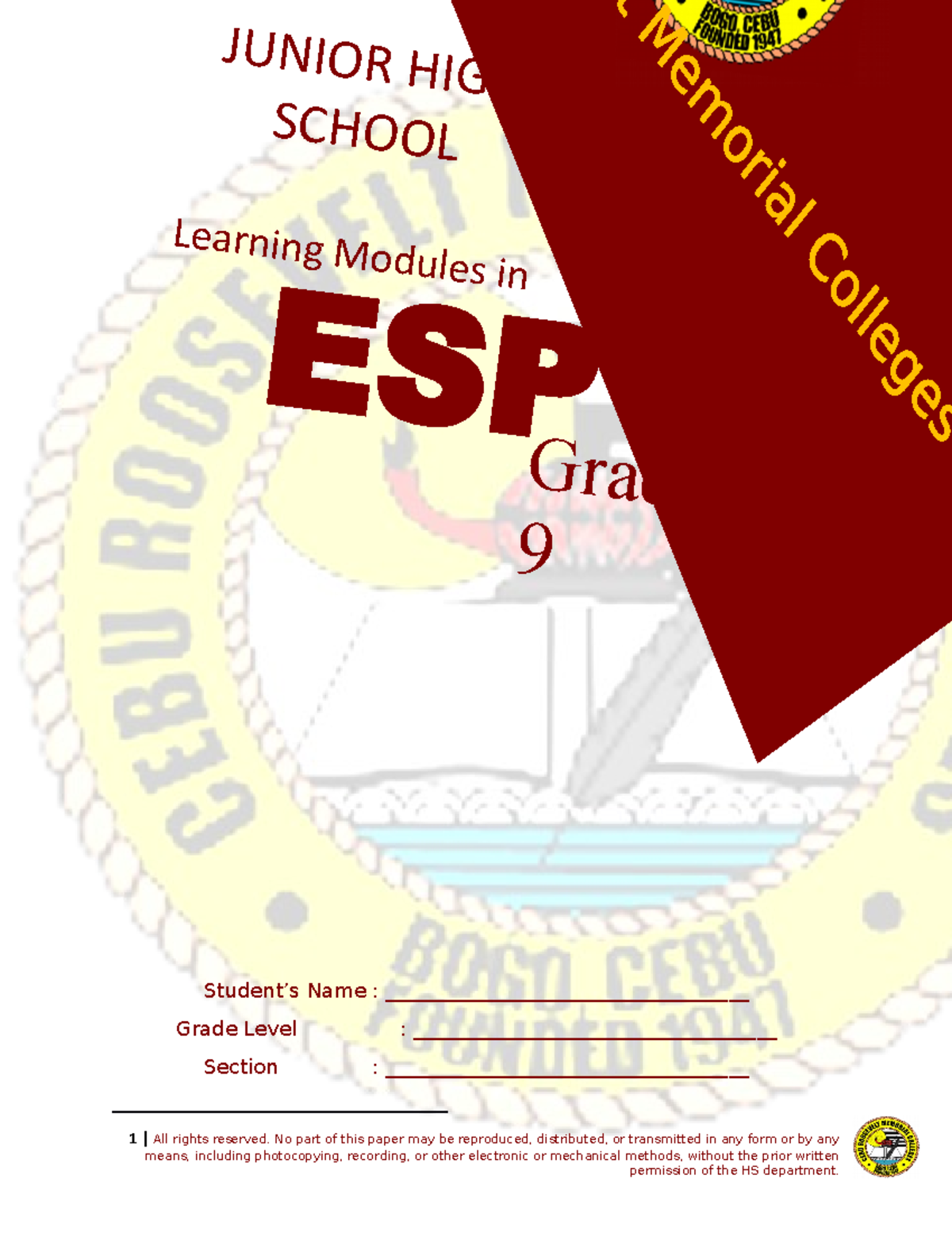 Q4LM-ESP 9 Learning Module - Student’s Name ...